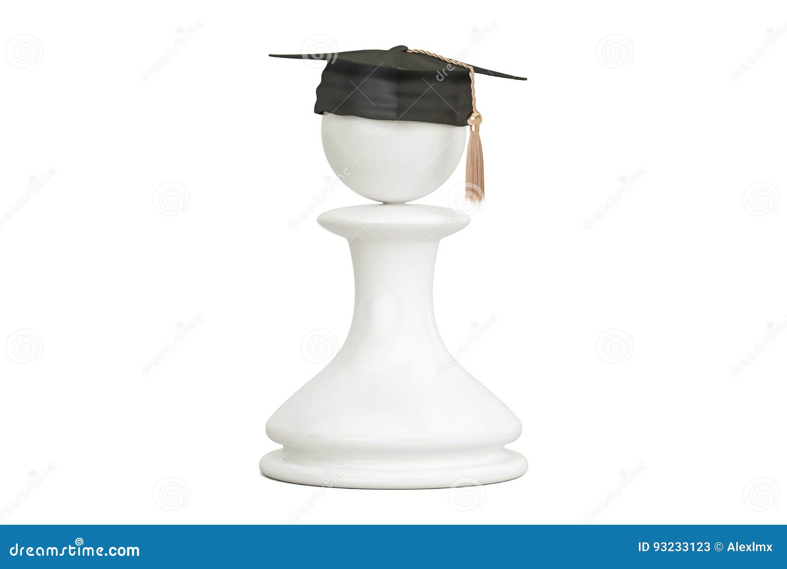 Education Concept. Chess Pawn with Graduation Cap, 3D Rendering Stock ...