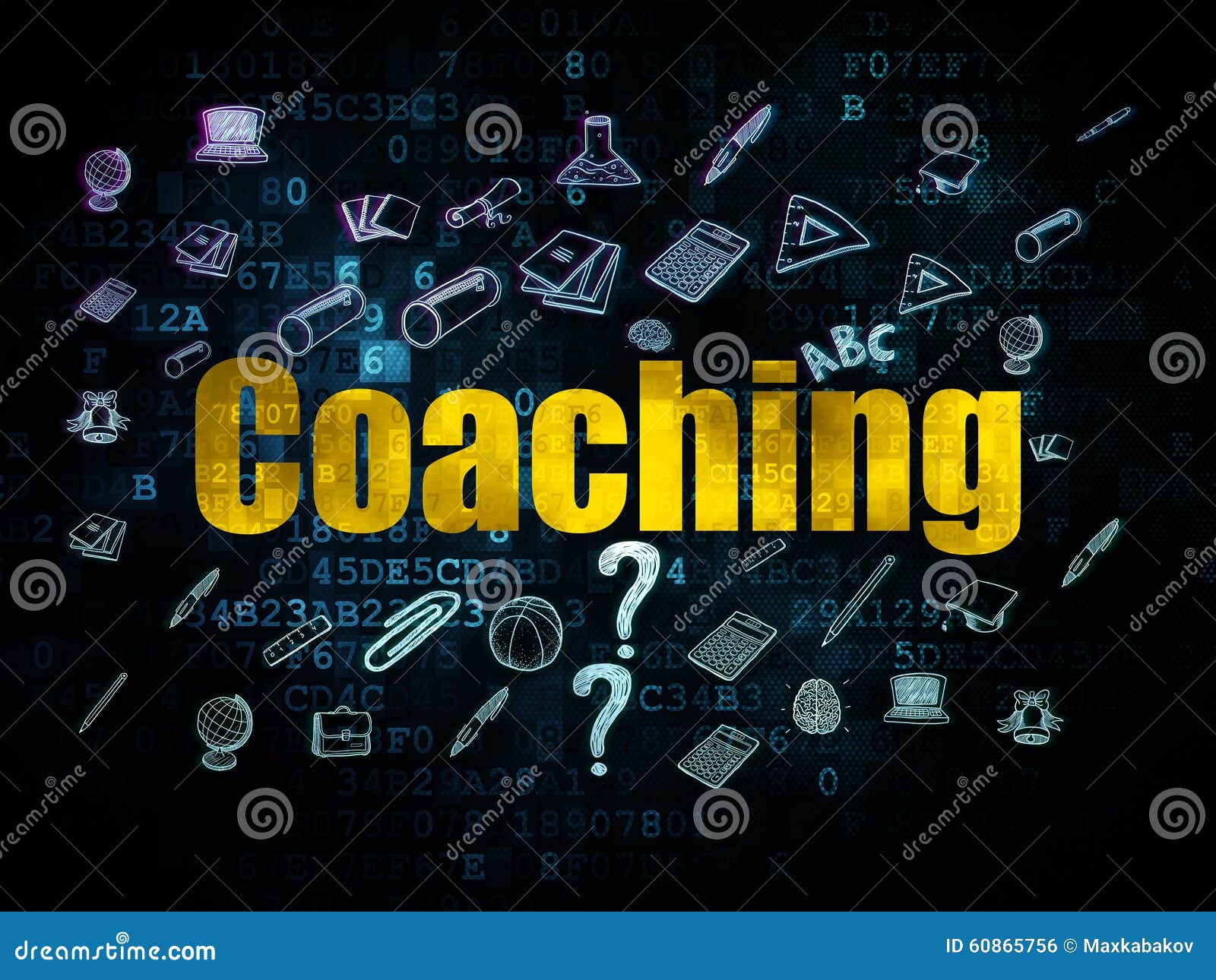 Education Concept: Coaching on Digital Background Stock Illustration ...