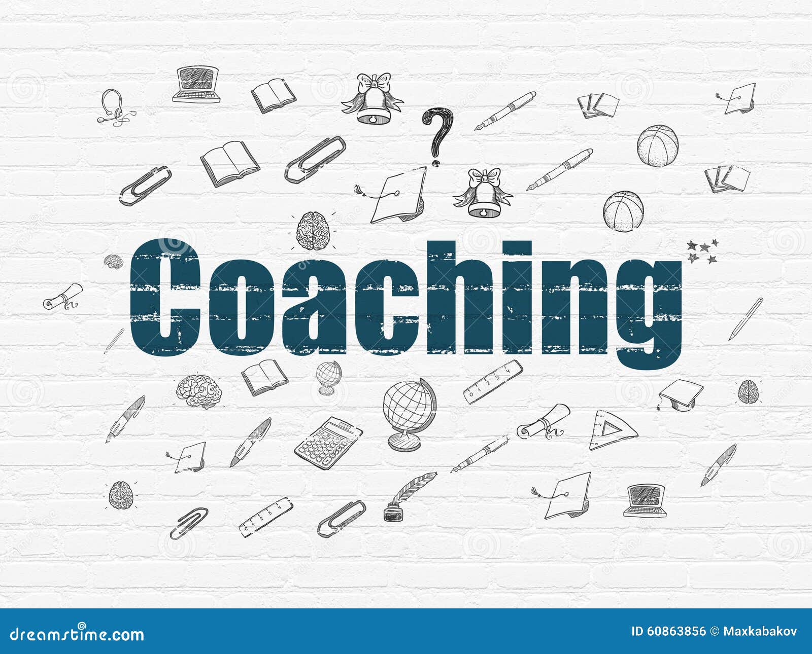 Education Concept: Coaching on Wall Background Stock Illustration ...