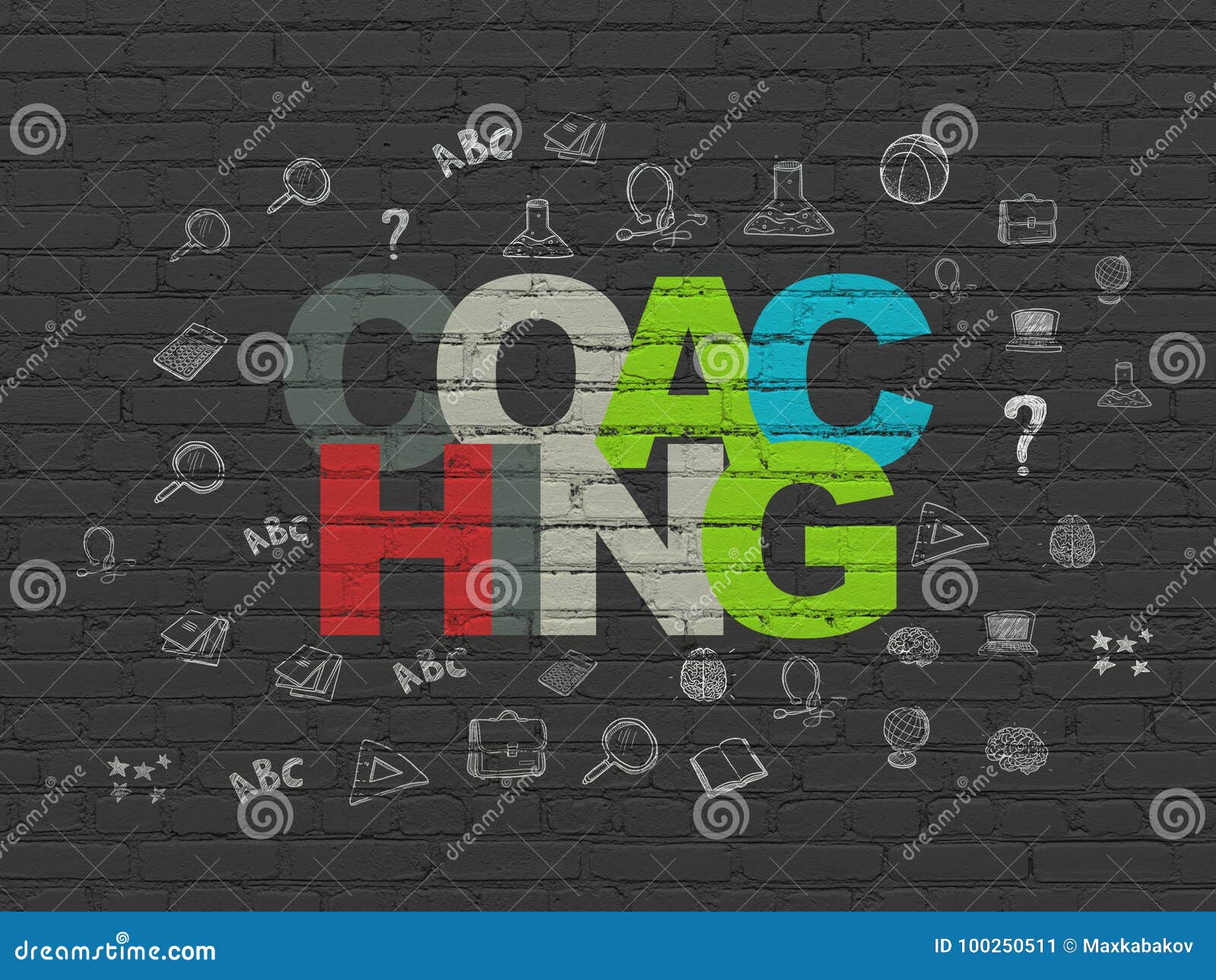 Education Concept: Coaching on Wall Background Stock Illustration ...