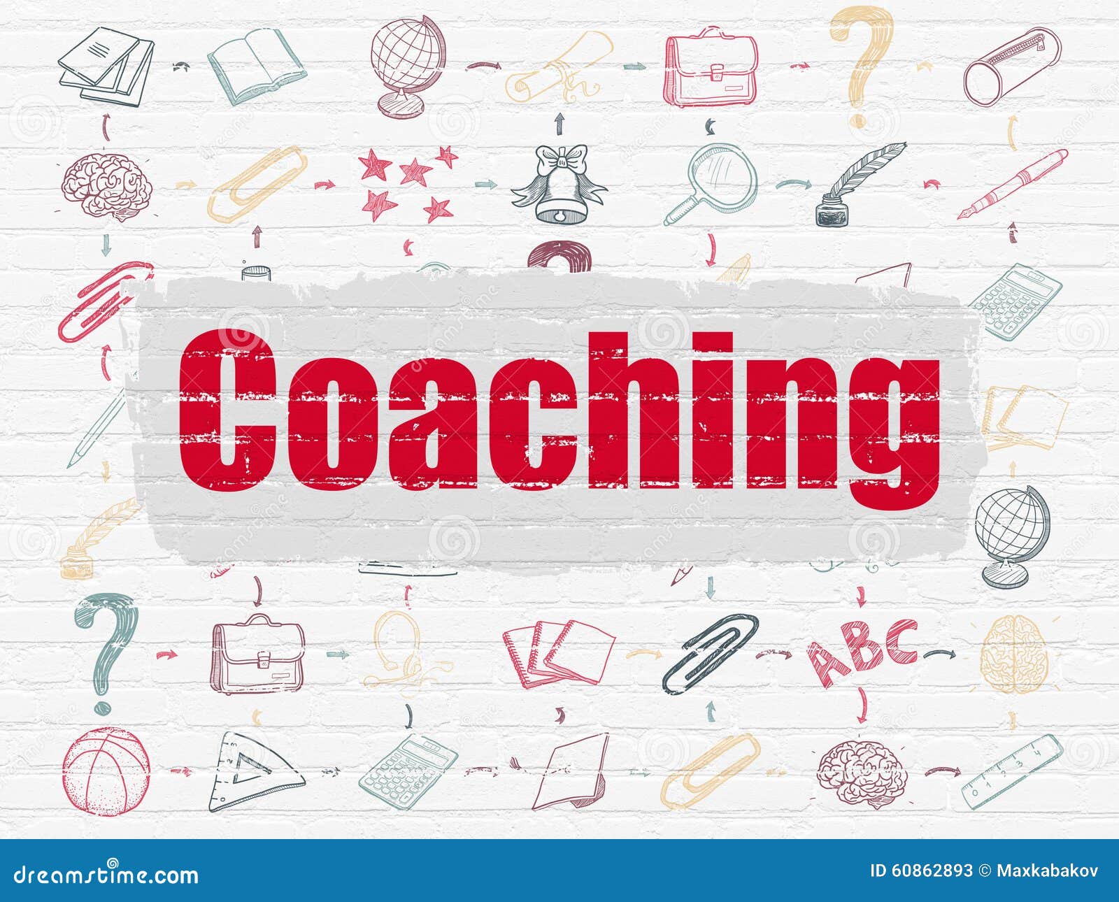 Education Concept: Coaching on Wall Background Stock Illustration ...