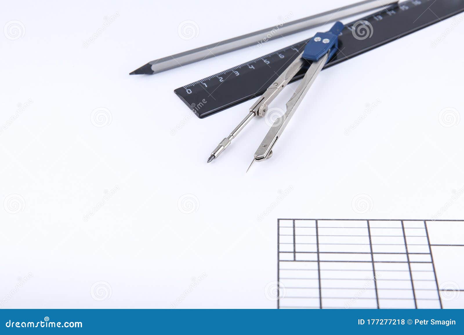 Drafting Accessories and Drafting Paper with Copy Space Stock Photo ...