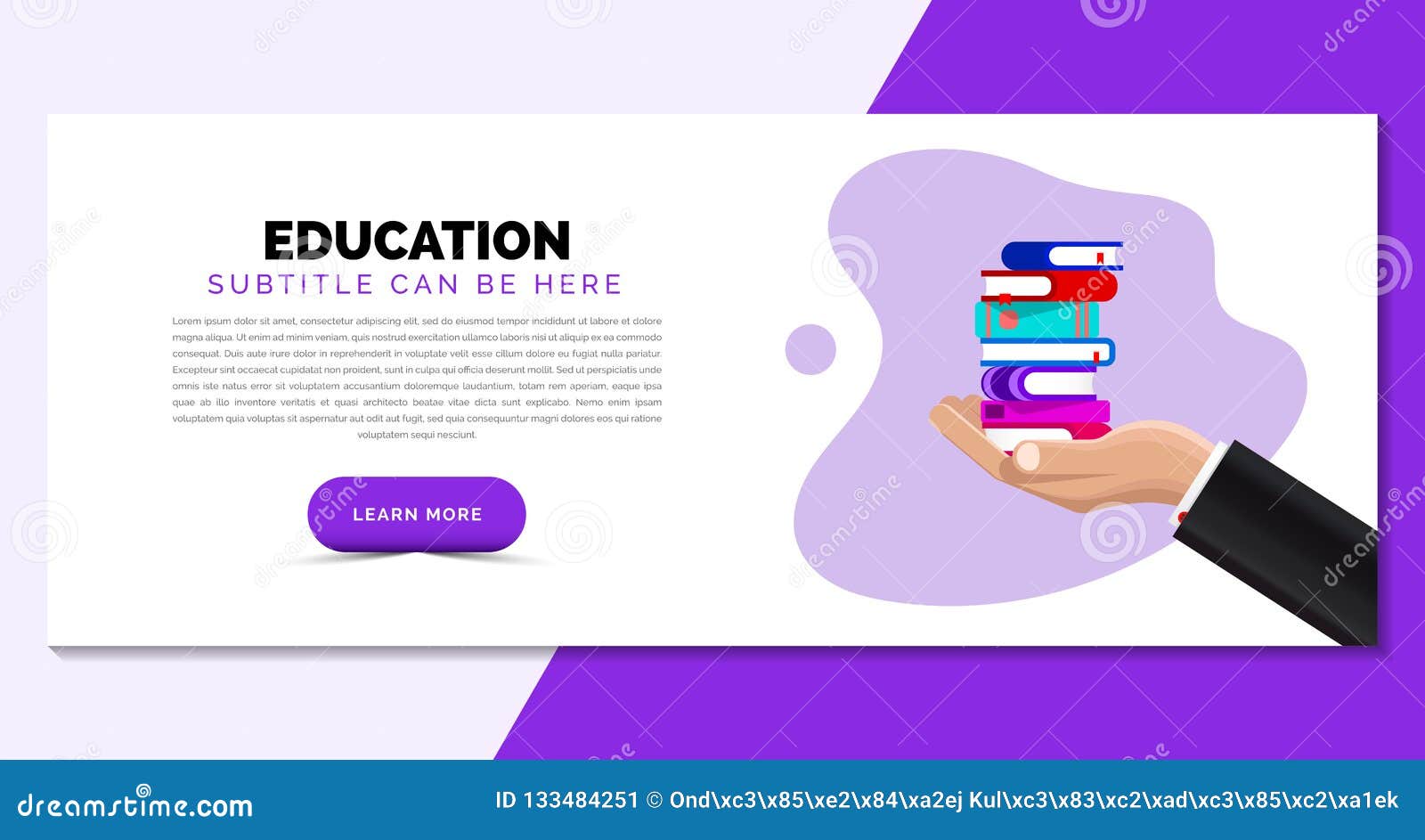 Education Concept. Creative Template in Purple Style Stock Vector ...