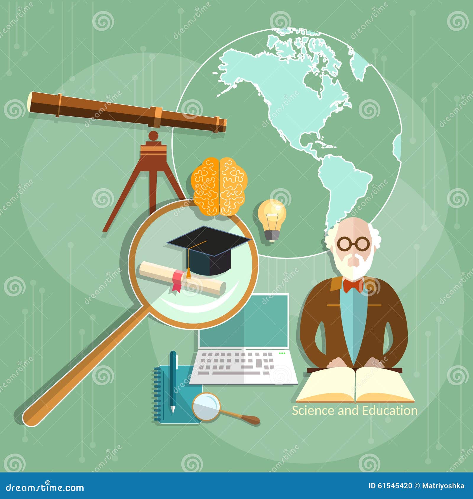 Education Concept E-learning Professor Teachers Science Stock Vector ...