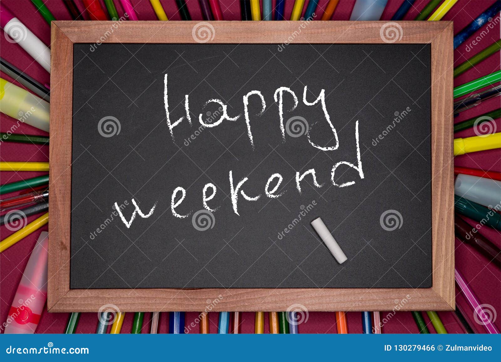 Education Concept. HAPPY WEEKEND Written on Chalkboard Stock Photo ...