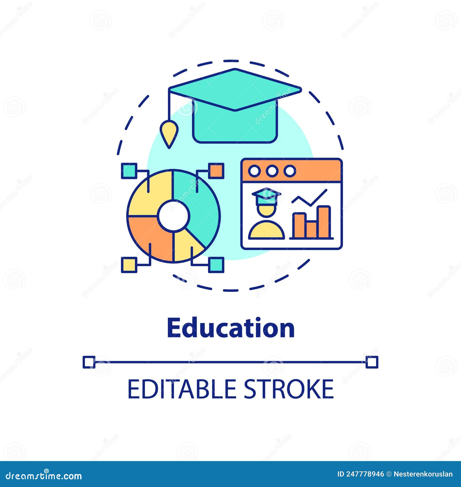 Education concept icon stock vector. Illustration of stroke - 247778946