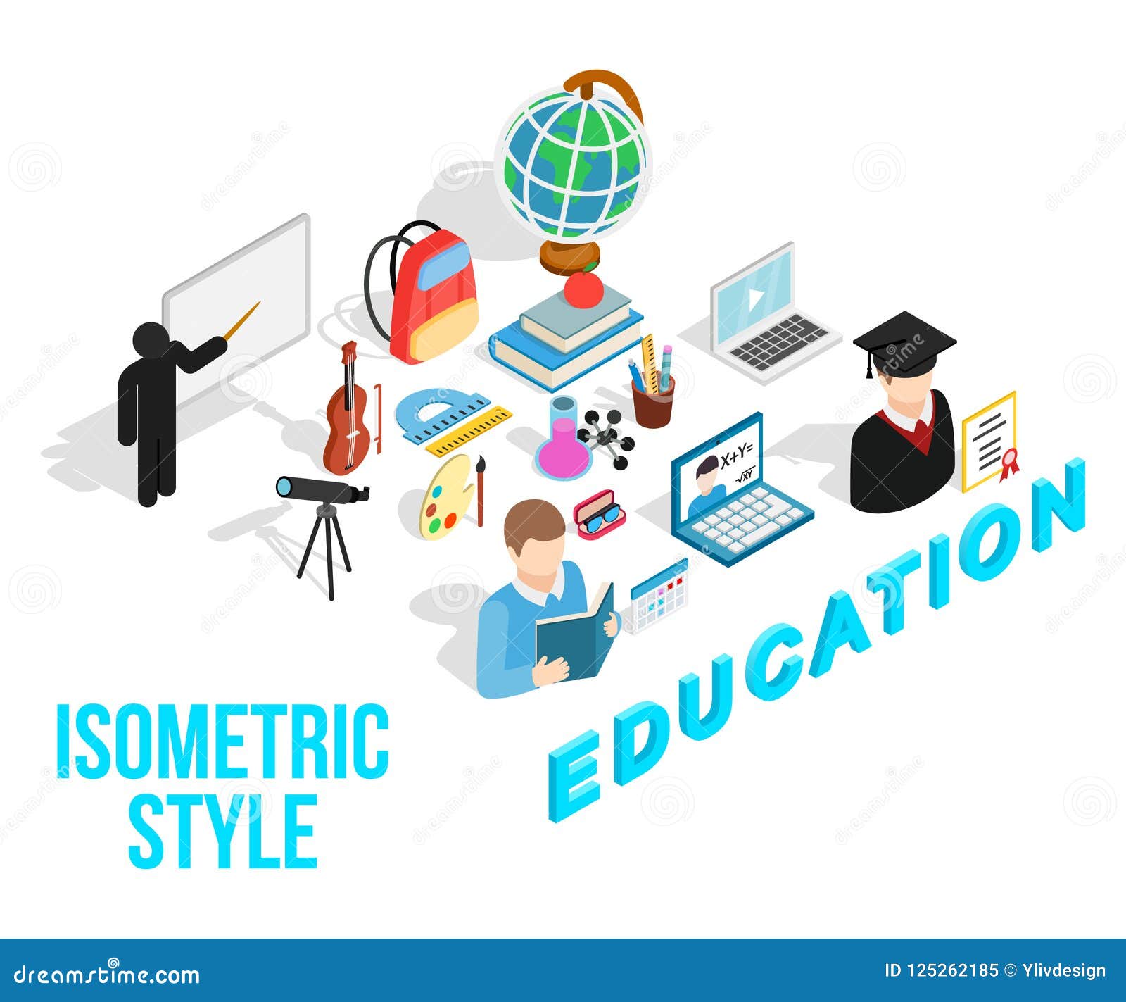 Education Concept Icons Set, Isometric Style Stock Vector ...