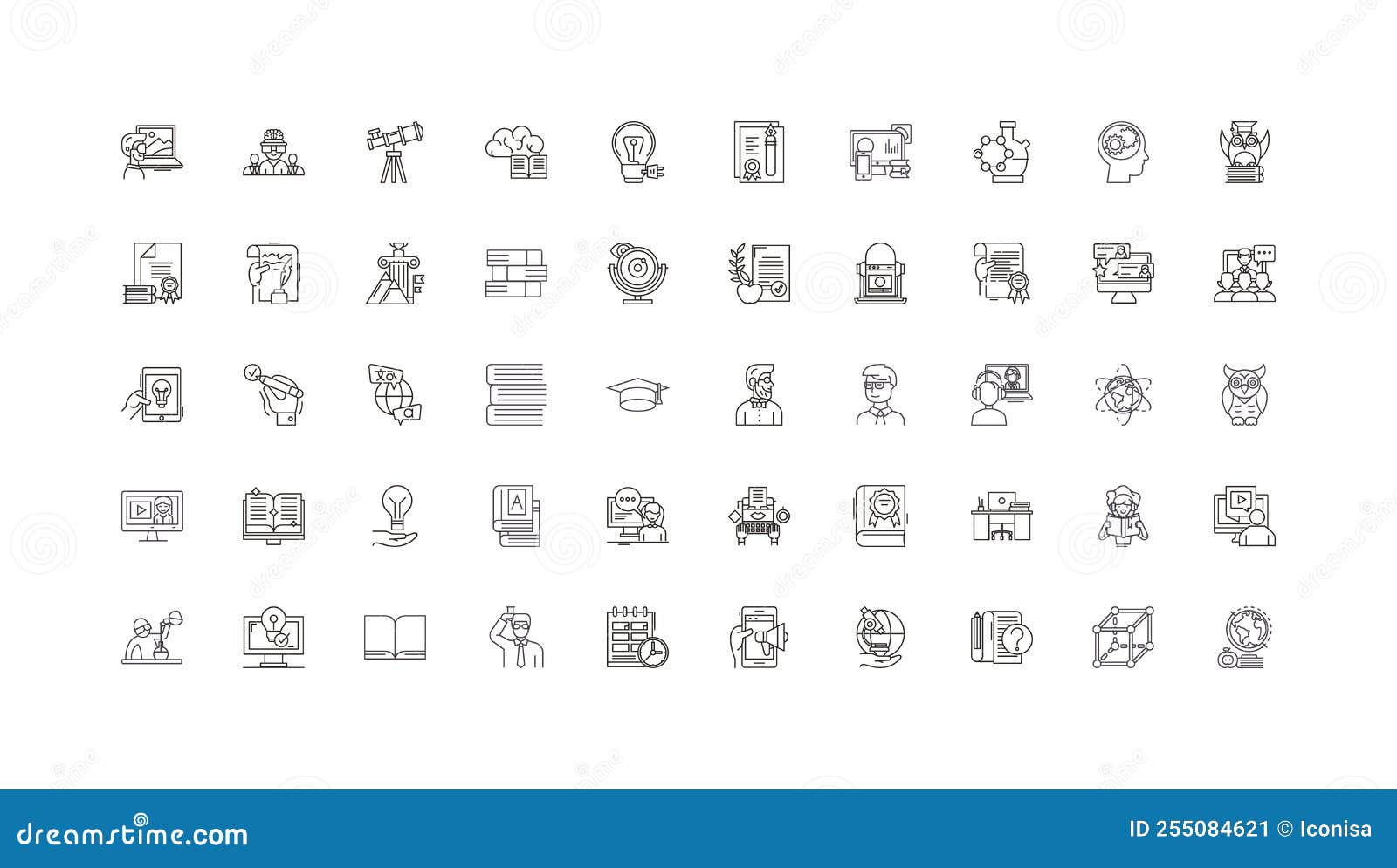 Education Concept Illustration, Linear Icons, Line Signs Set, Vector ...