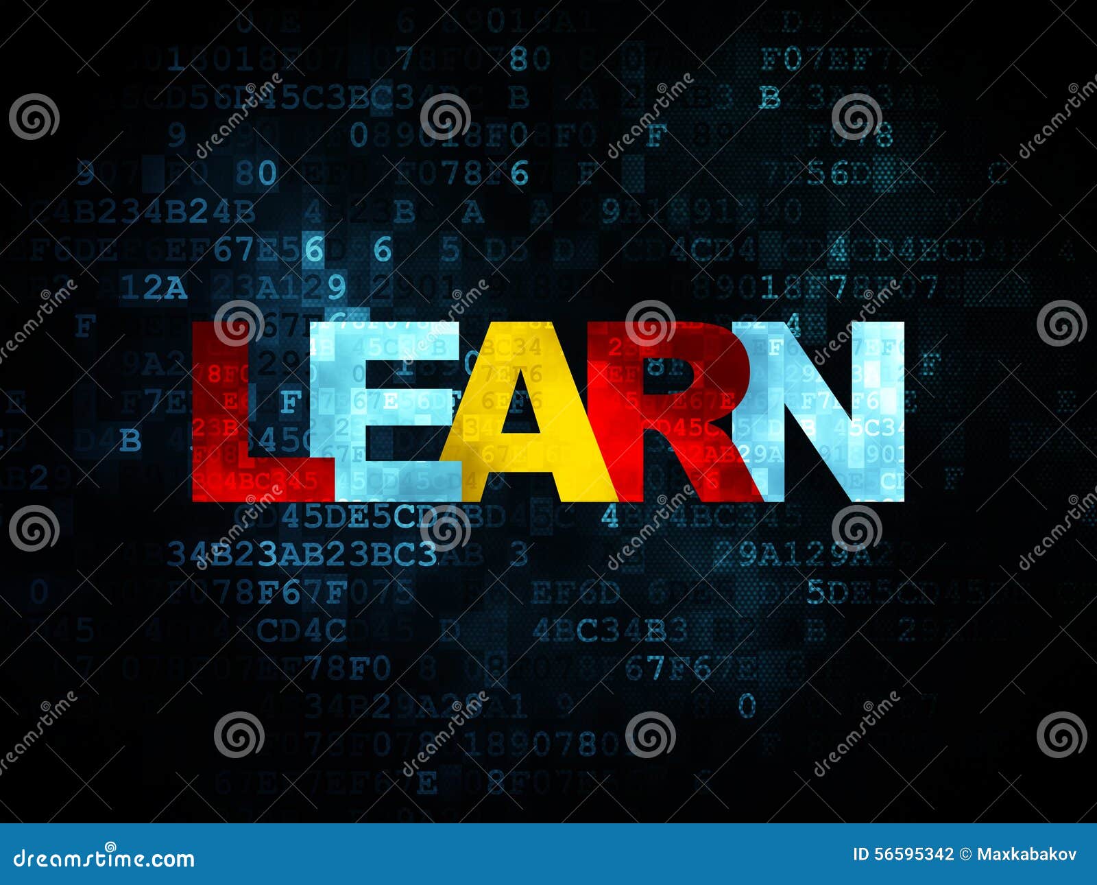 Education Concept: Learn on Digital Background Stock Illustration ...