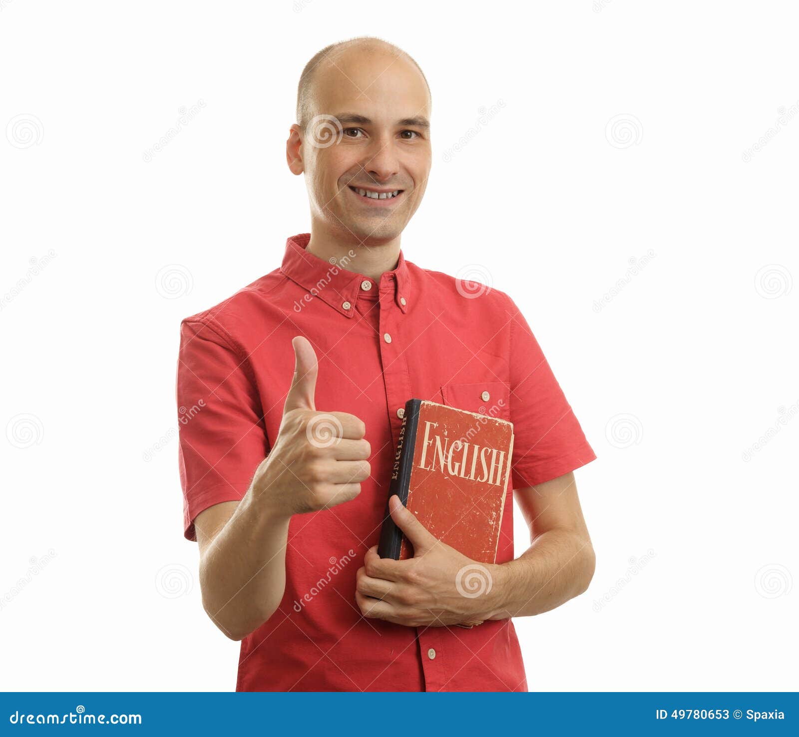 Education Concept. Learn English. Handsome Man with Book Stock Image ...