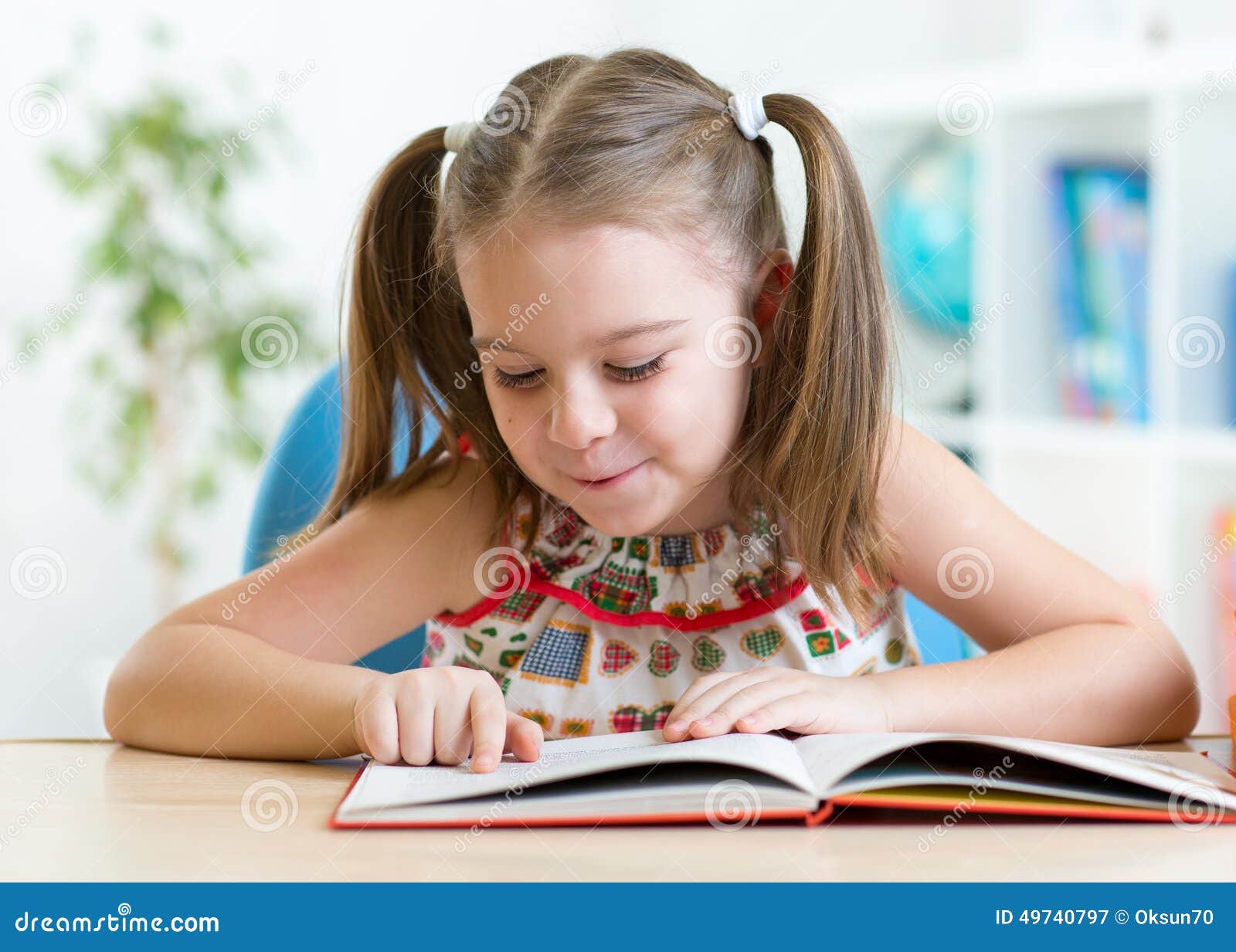 Education Concept - Little Student Kid Reading Stock Image - Image of ...
