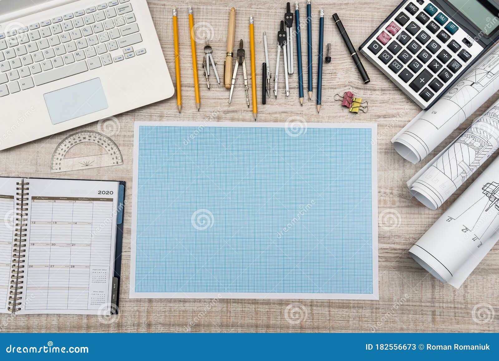 Education Concept. Mathematics Project with Millimeter Paper and Tools ...