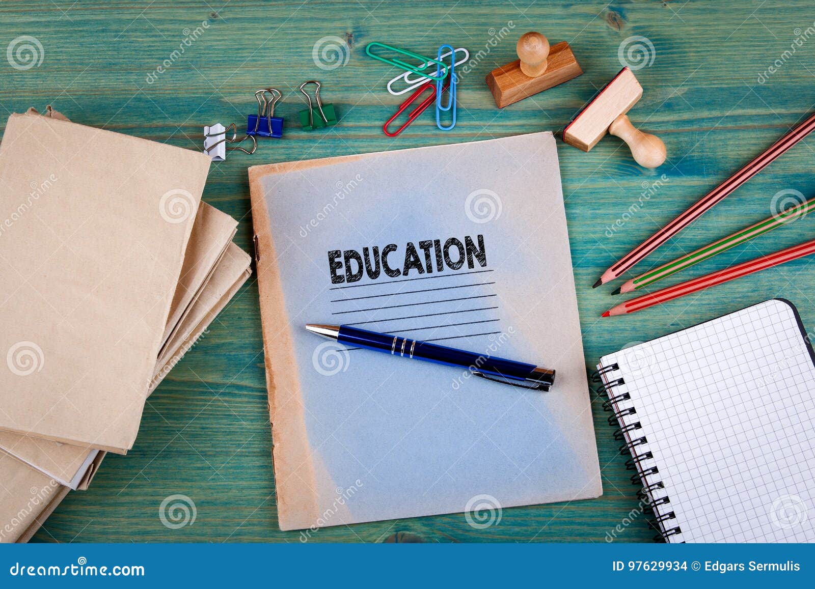 Education Concept. Notebook on a Bright Green Background Stock Photo ...