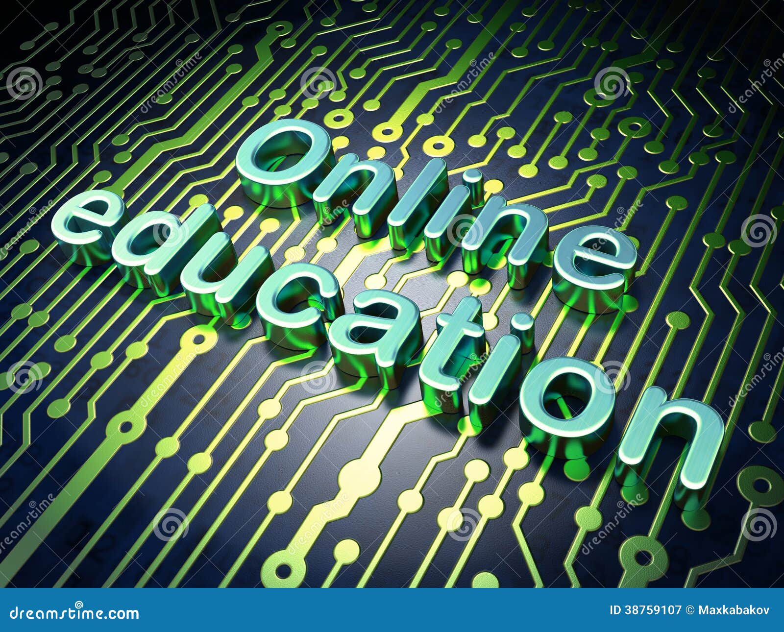 Education Concept: Online Education on Circuit Board Background Stock ...
