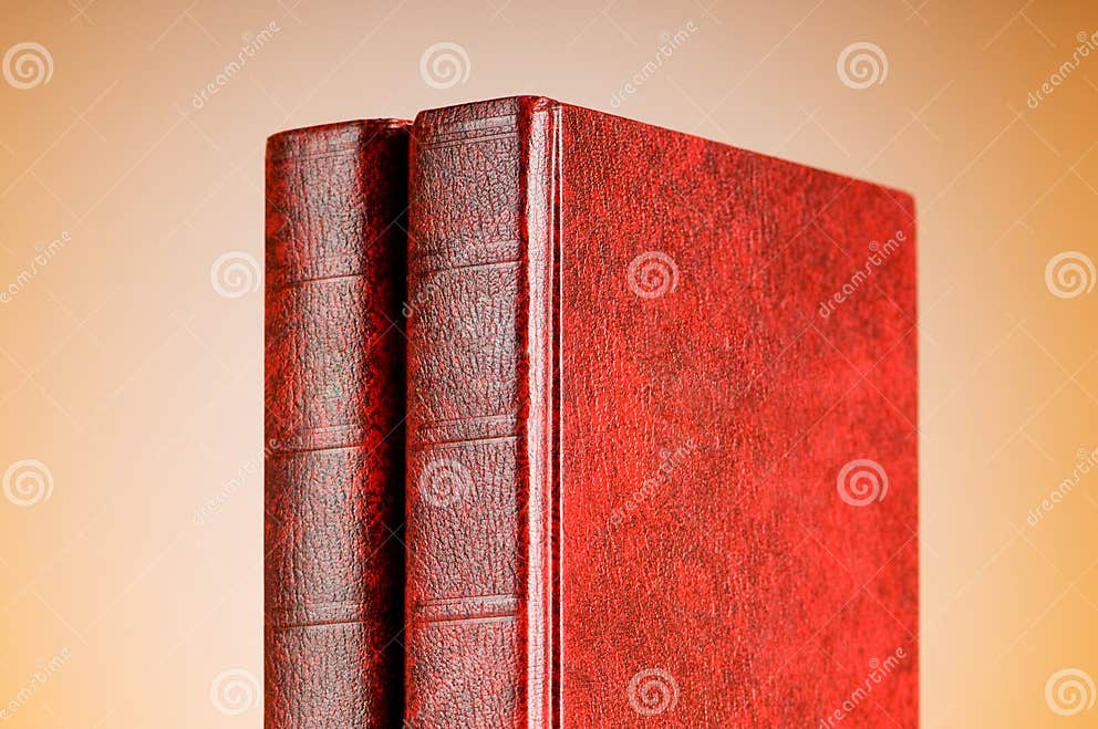 The Education Concept with Red Cover Books Stock Image - Image of paper ...