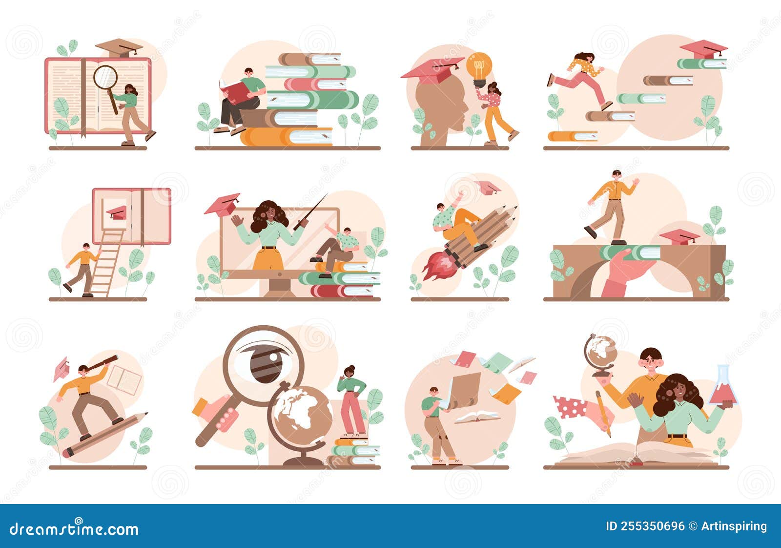 Education Concept Set. Multidisciplinary and Lifelong Studying ...