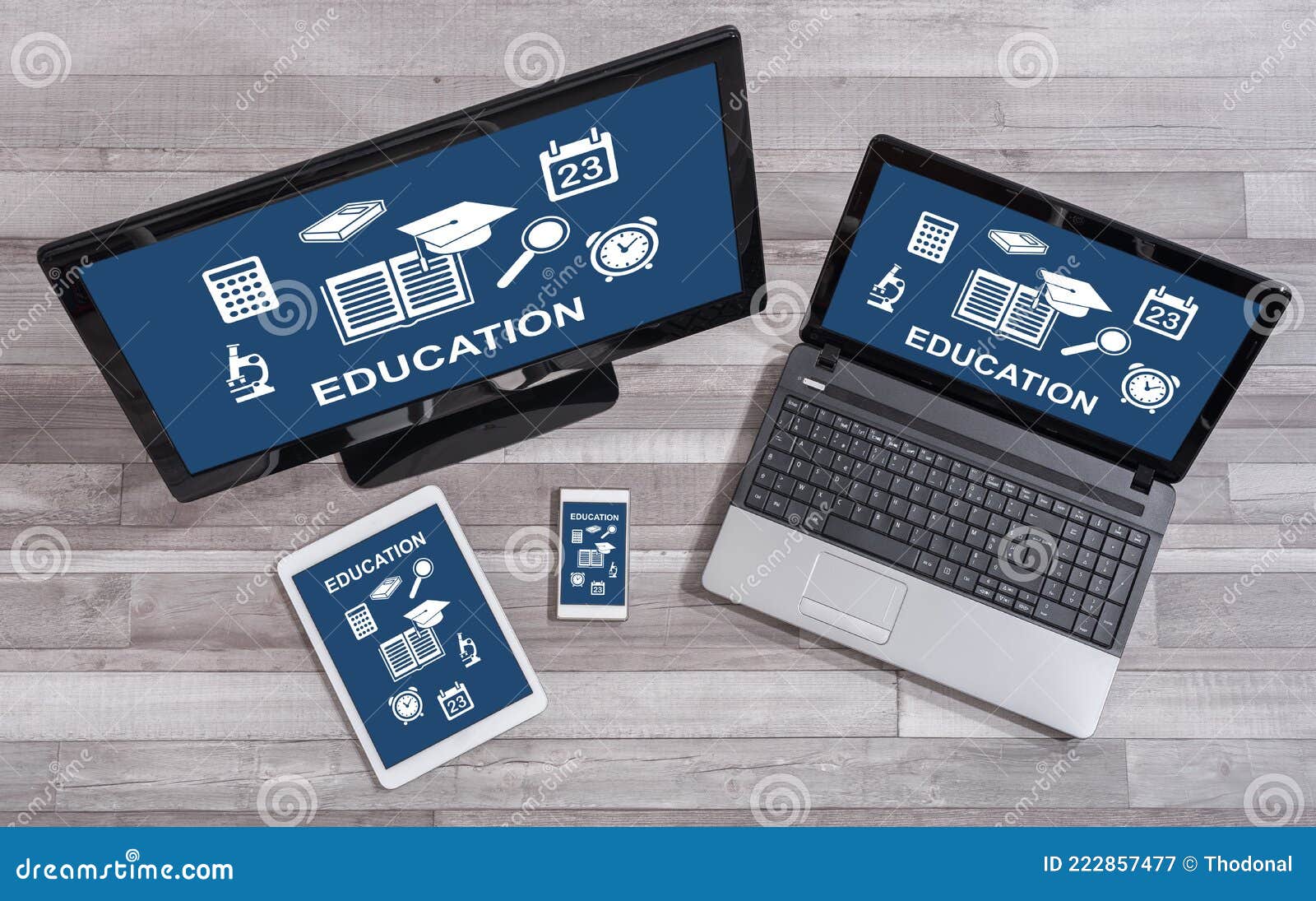 Education Concept on Different Devices Stock Image - Image of college ...