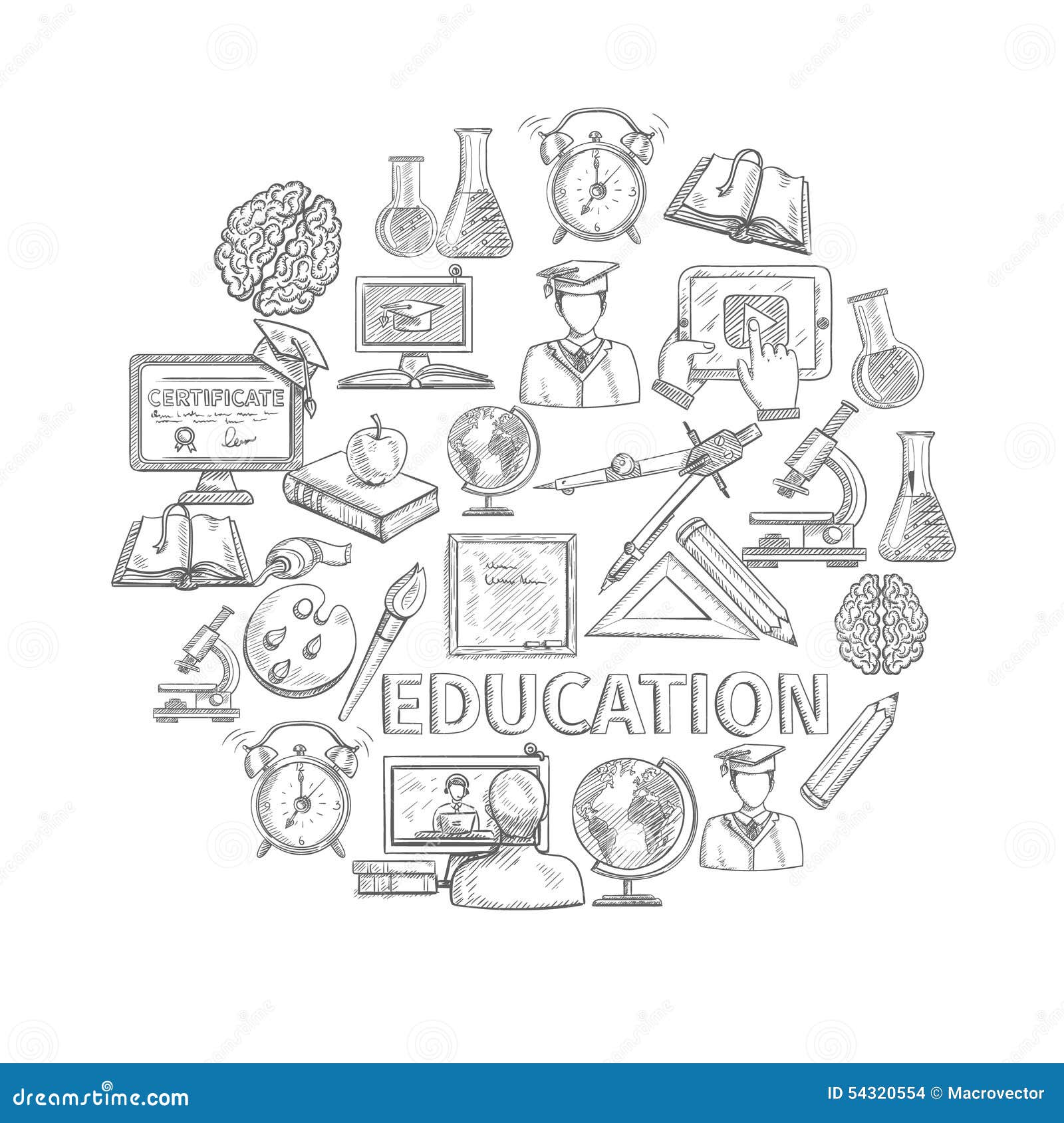 Education Concept Sketch stock vector. Illustration of mathematics ...