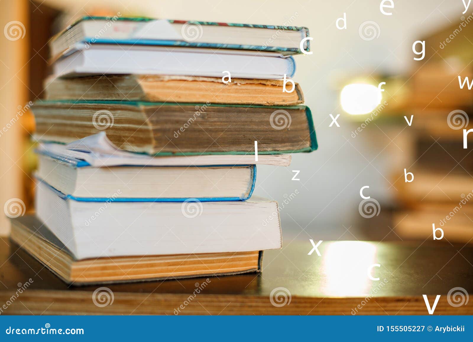 Education Concept. Stack of Books on Table Stock Image - Image of ...