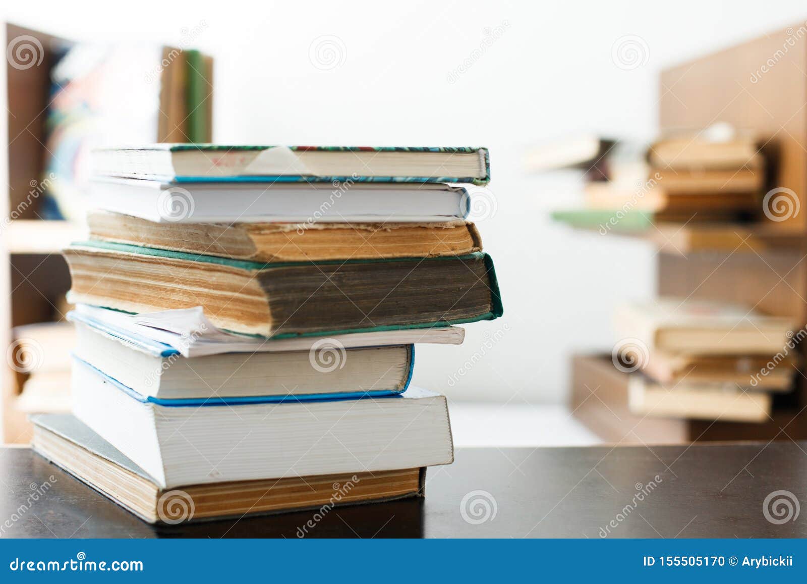 Education Concept. Stack of Books on Table Stock Photo - Image of ...