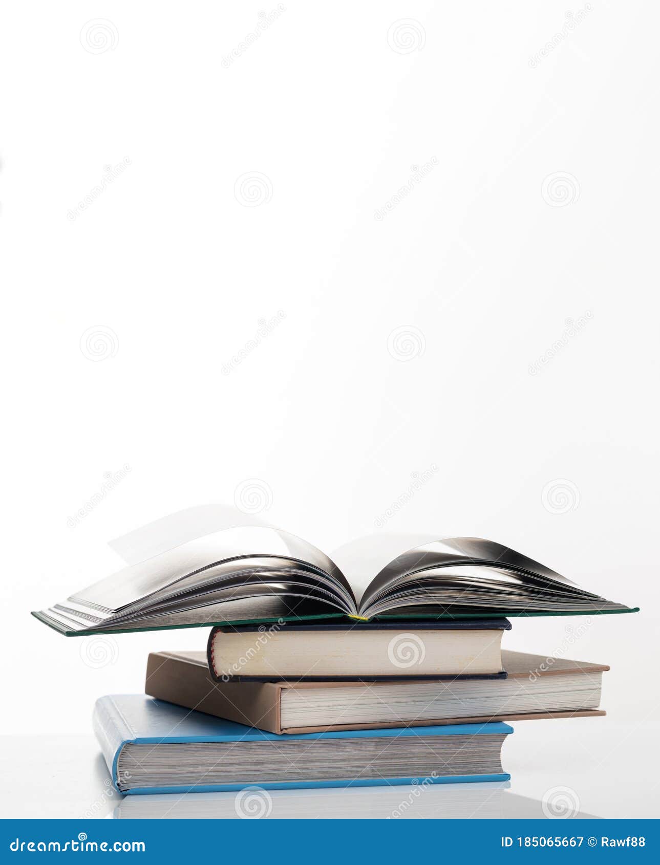 Education Concept. Stack of Closed Books and the One on the Top Open ...