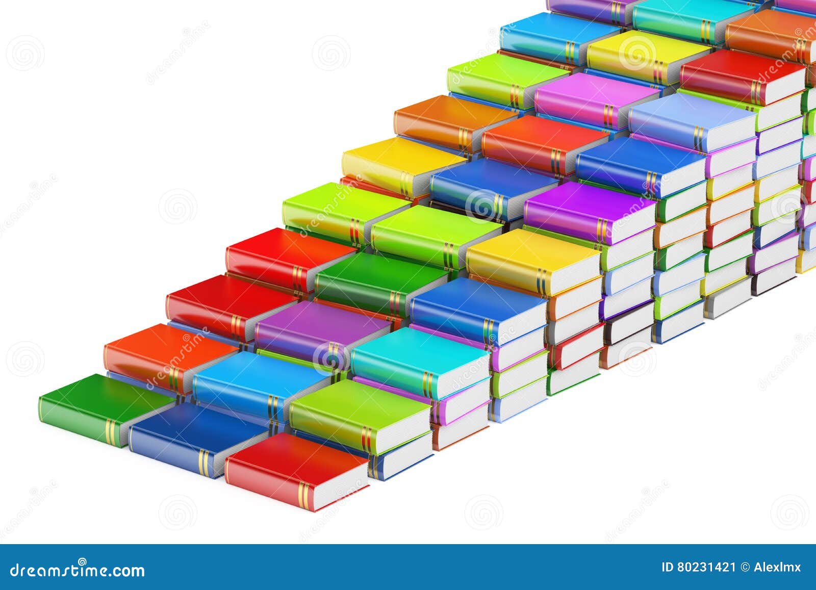 Education Concept, Stairs from Books. 3D Rendering Stock Illustration ...