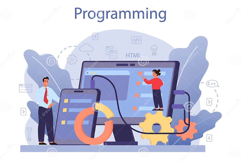 It Education Concept. Student Write Software and Create Code Stock ...