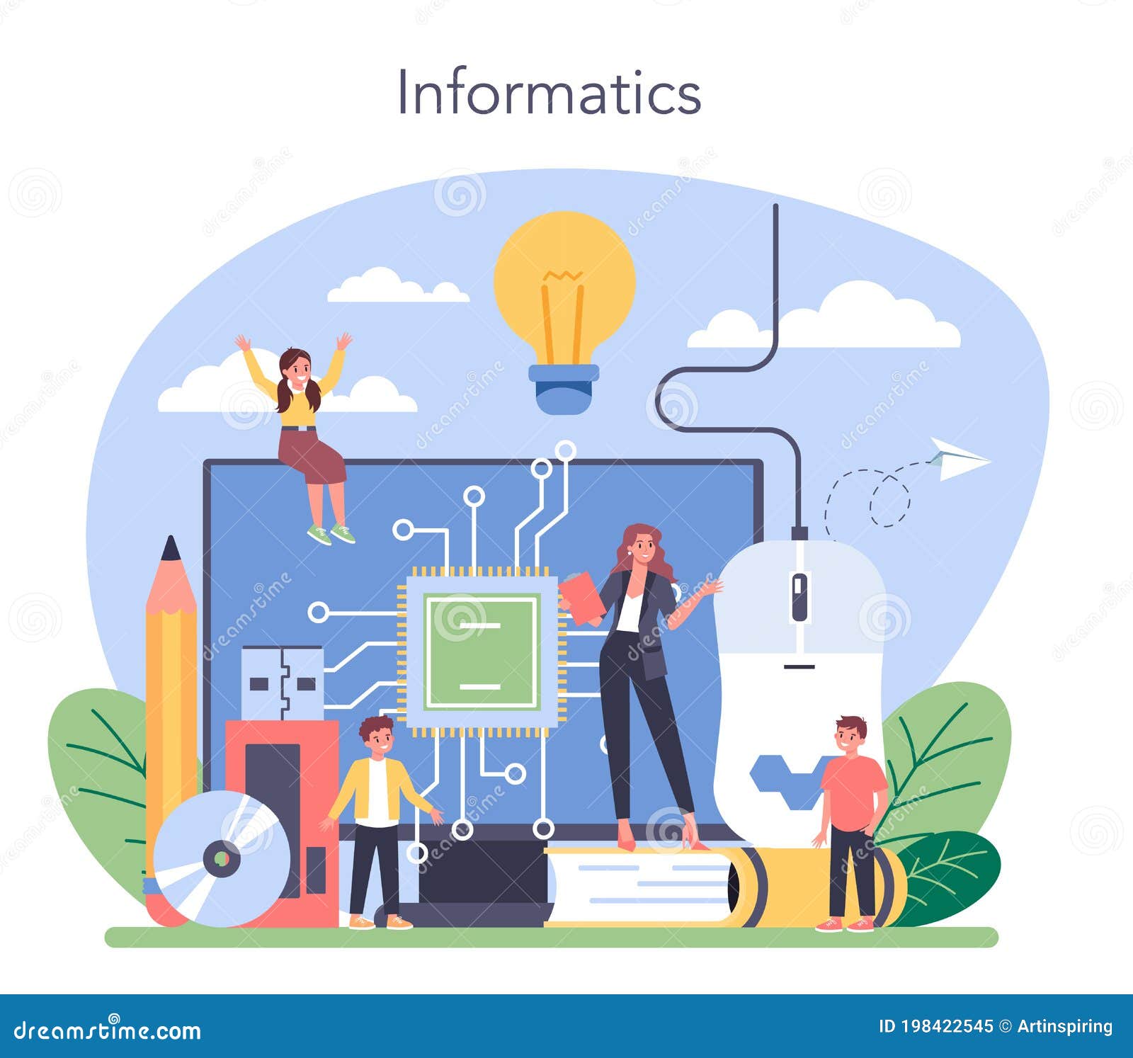 It Education Concept. Student Write Software and Create Code Stock Vector - Illustration of ...