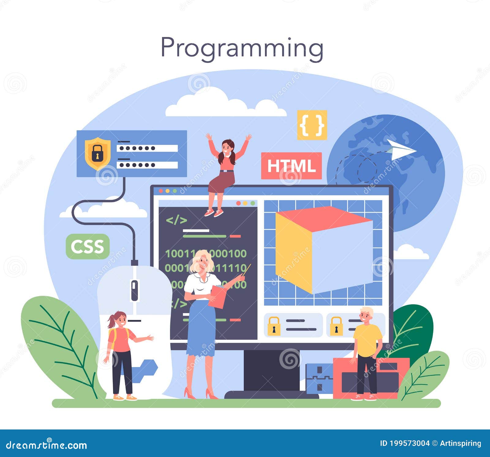 It Education Concept. Student Write Software and Create Code Stock ...