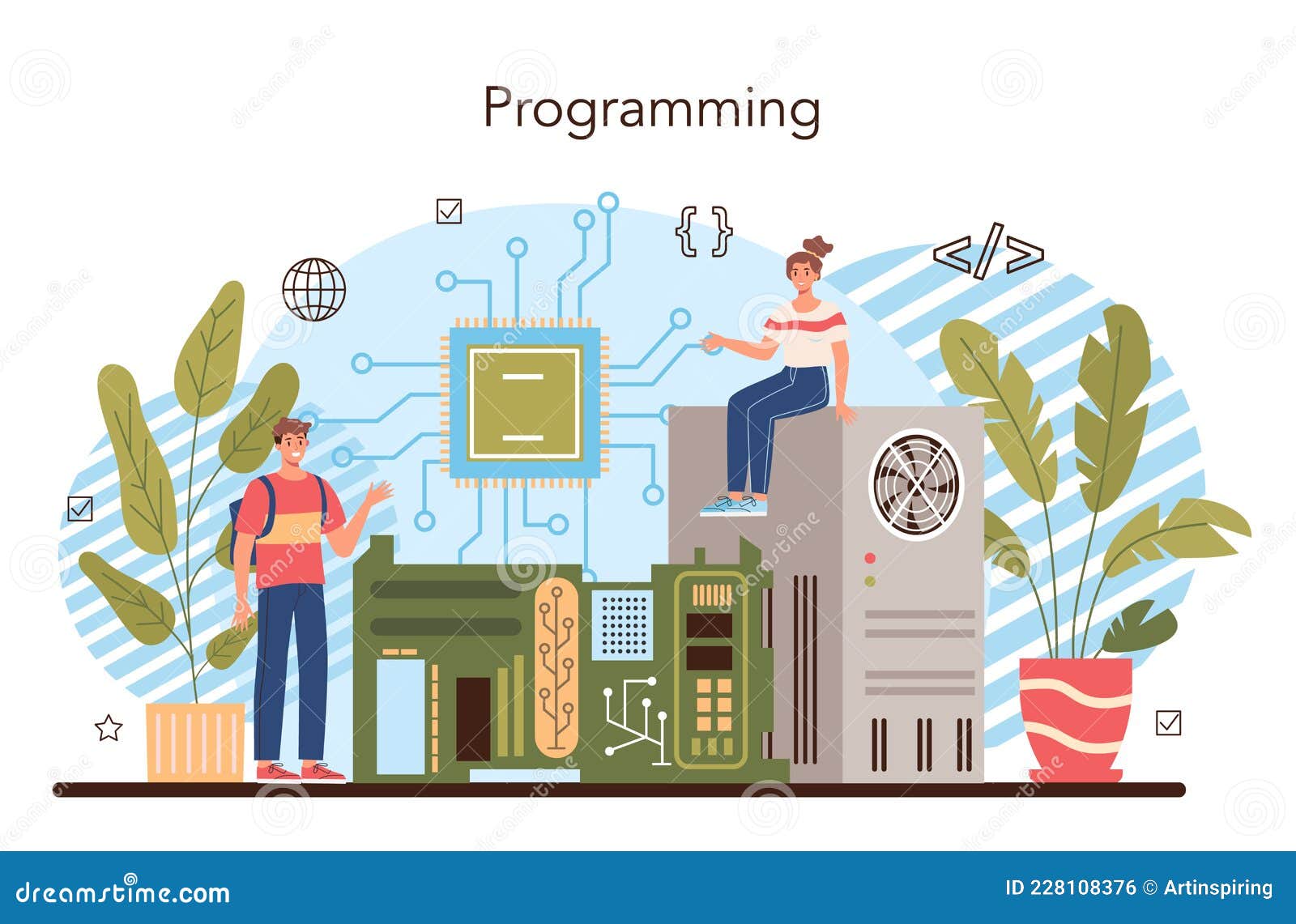 It Education Concept. Student Write Software and Create Code Stock ...