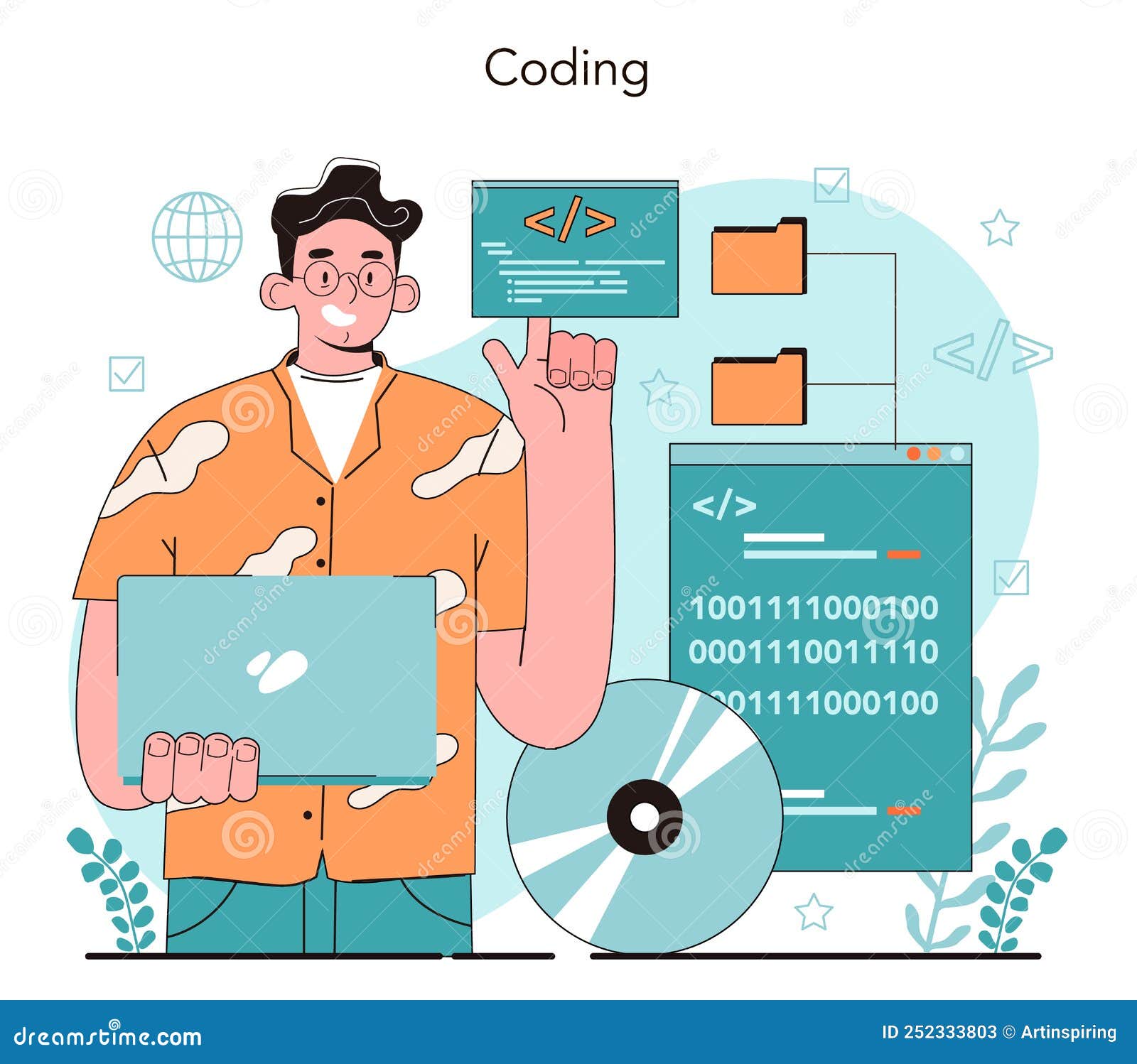 It Education Concept. Student Write Software and Create Code Stock ...