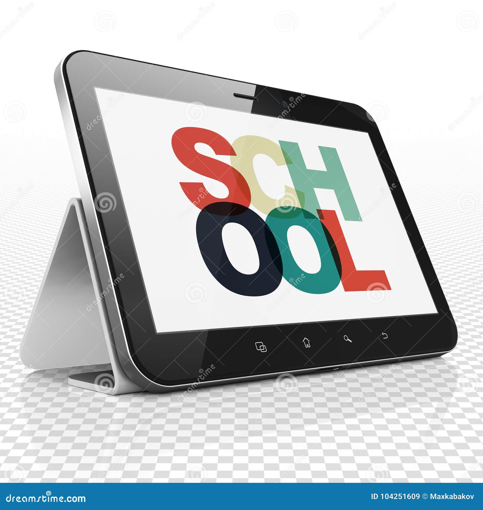 Education Concept: Tablet Computer with School on Display Stock ...