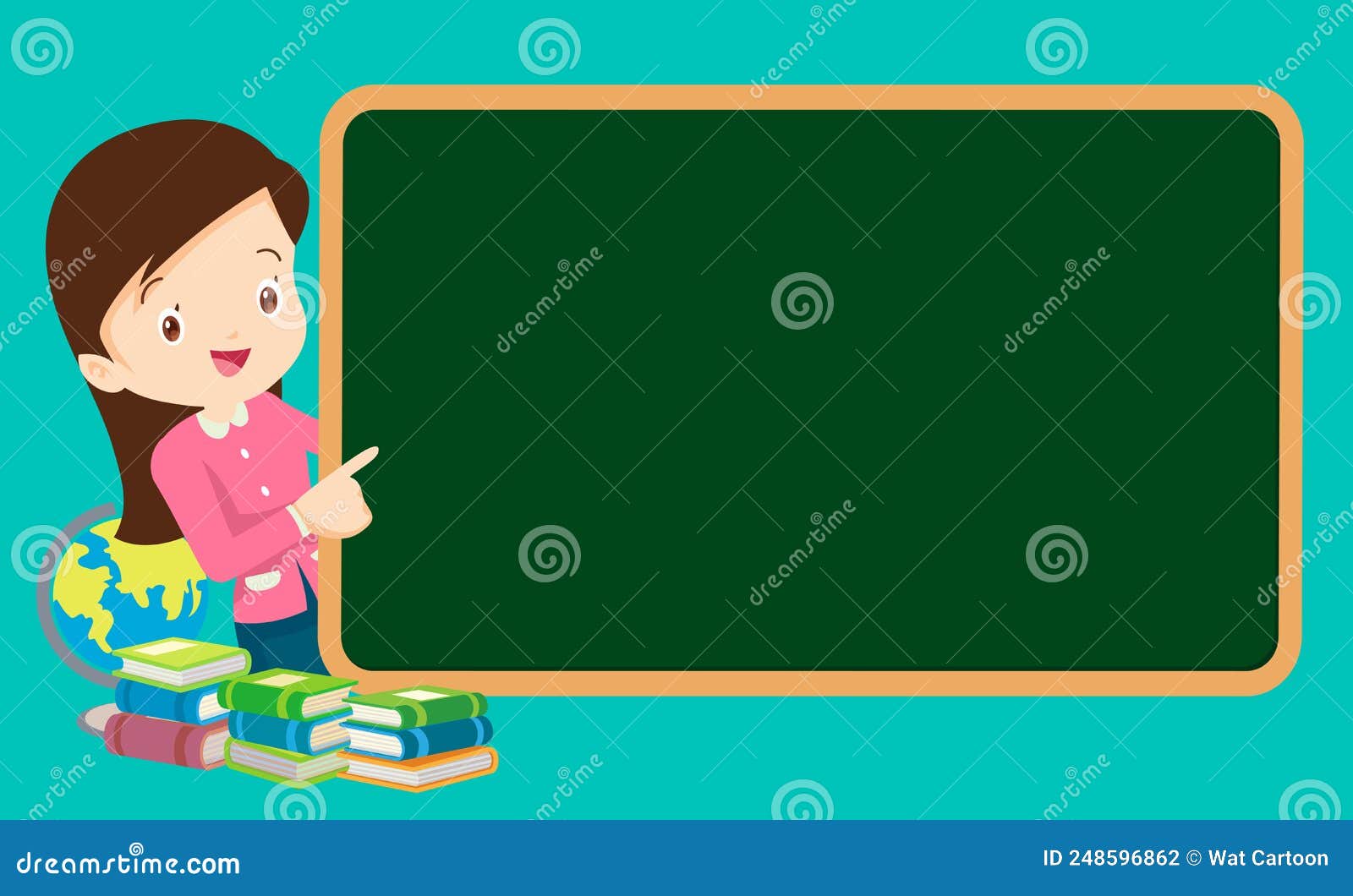 Education Concept Teacher with Backboard for Template Stock Vector ...