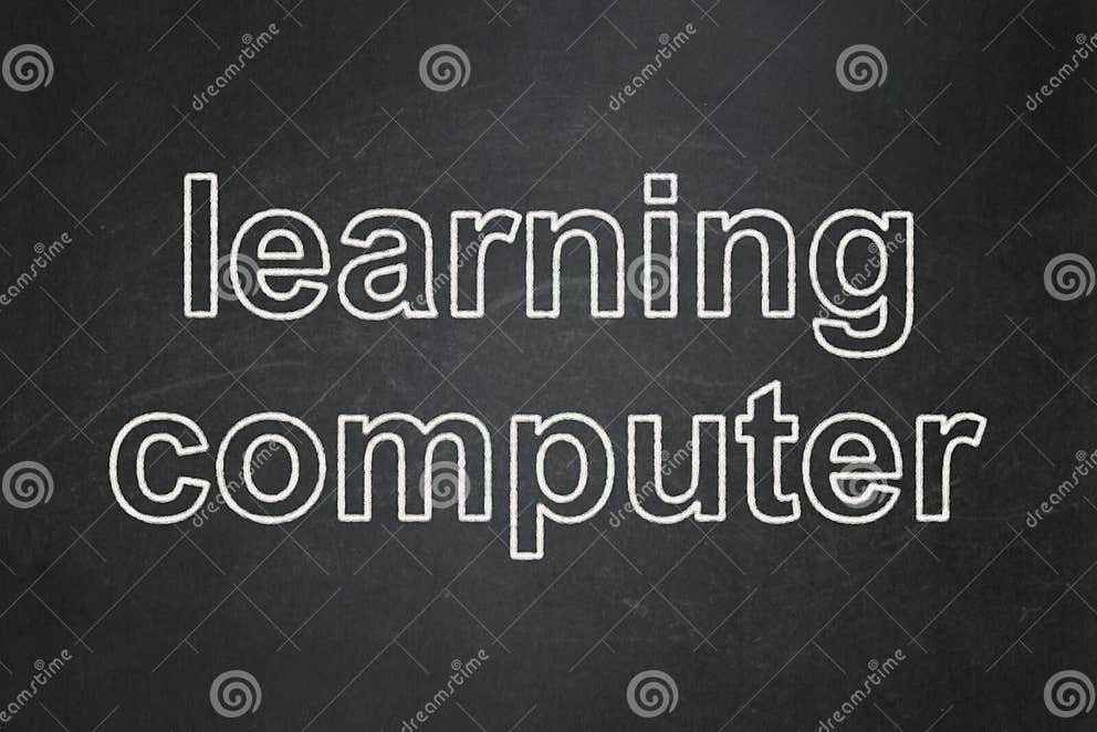 Education Concept: Learning Computer on Chalkboard Background Stock ...