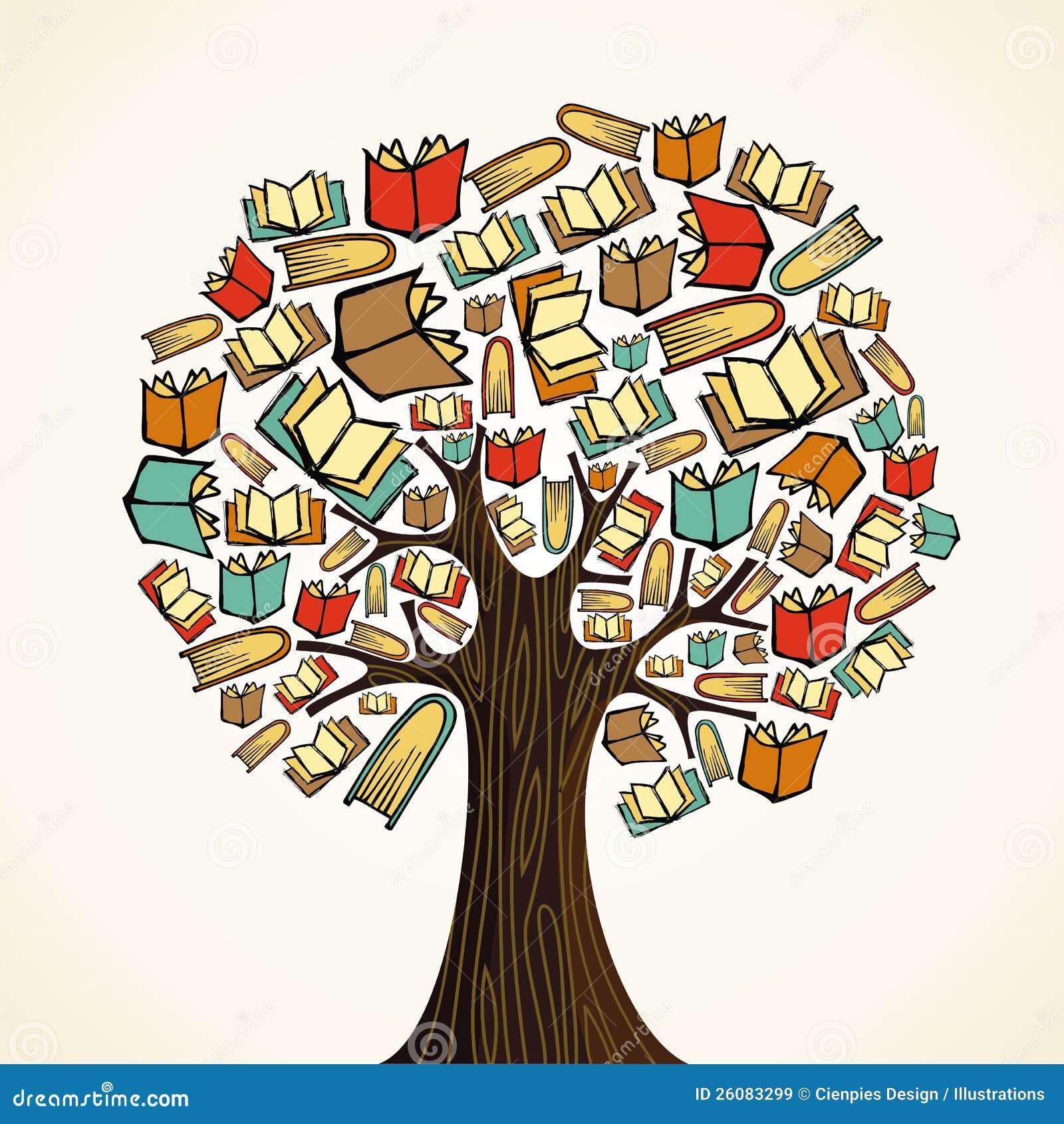 Education Concept Tree with Books Stock Vector - Illustration of book ...