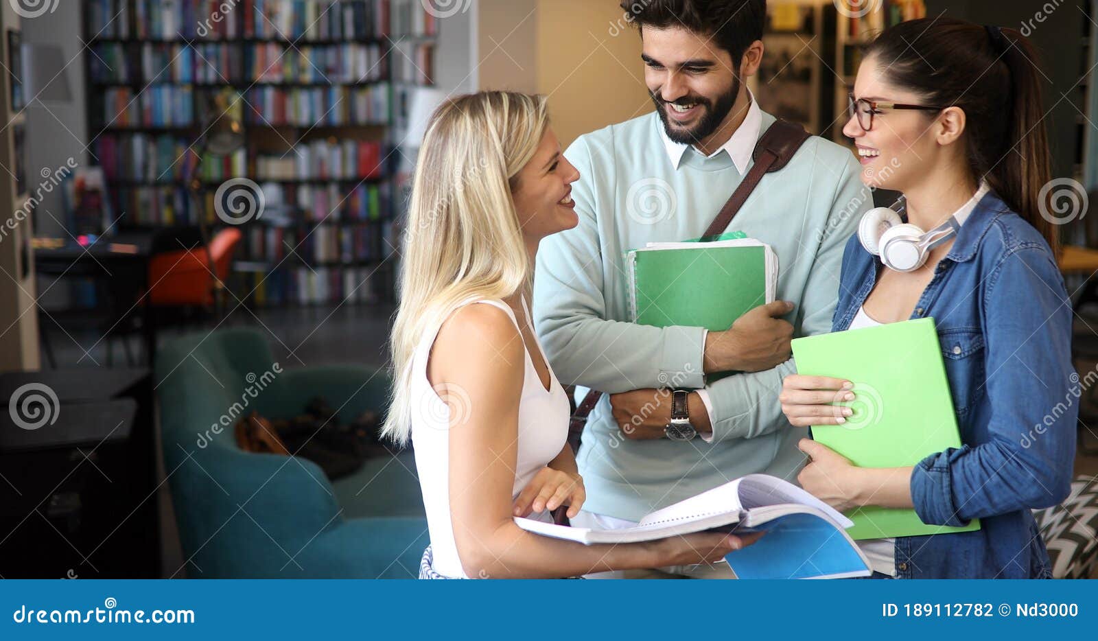 Education Concept. University Students Preparing for Exam, Talking in ...