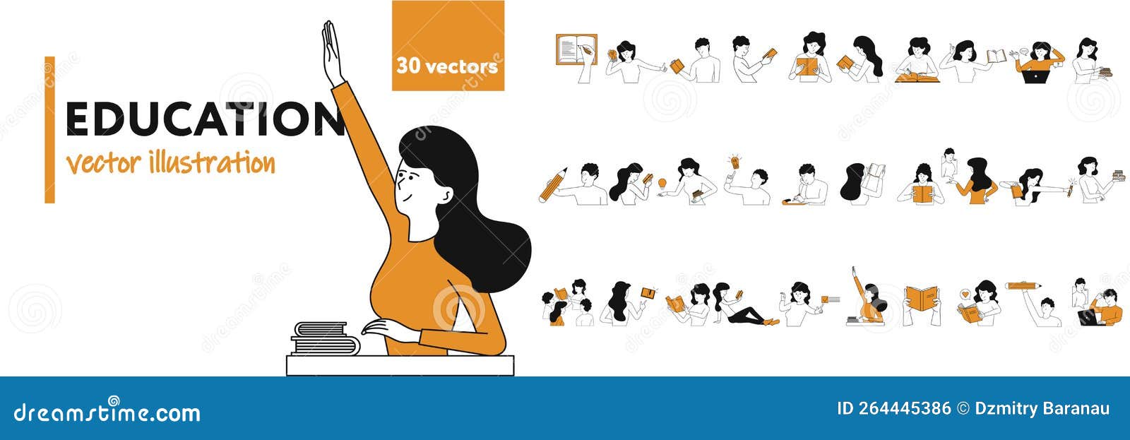 Education Concept Vector Illustration with People Set. School and ...