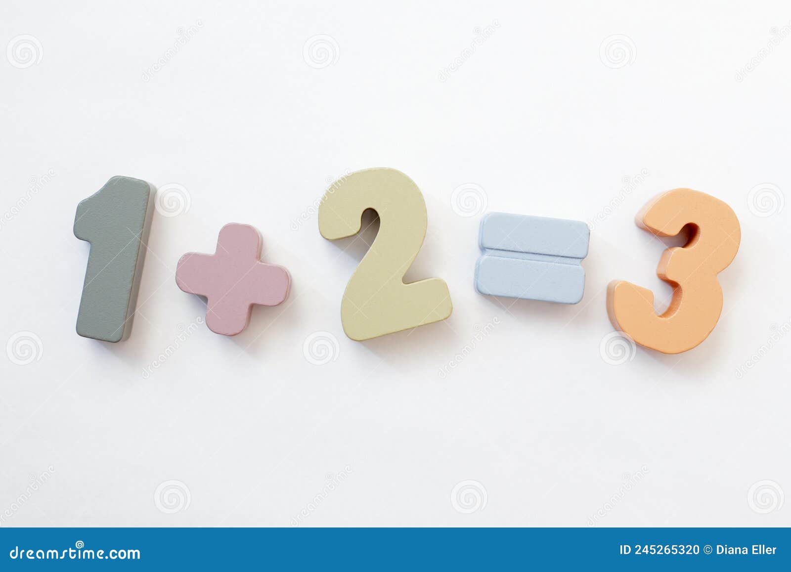 Education Concept - Wooden Numbers One Plus Two Equal Three Stock Photo ...