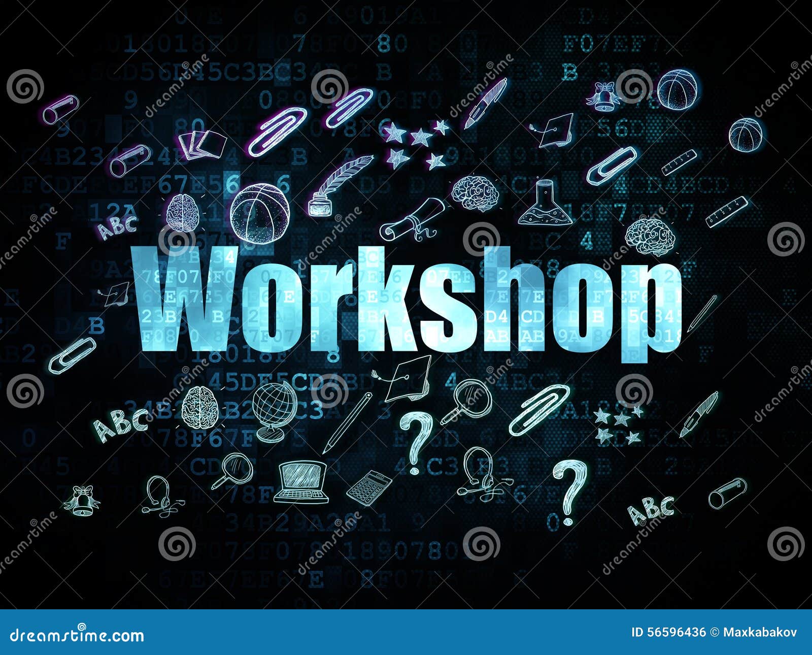 Education Concept: Workshop on Digital Background Stock Illustration ...