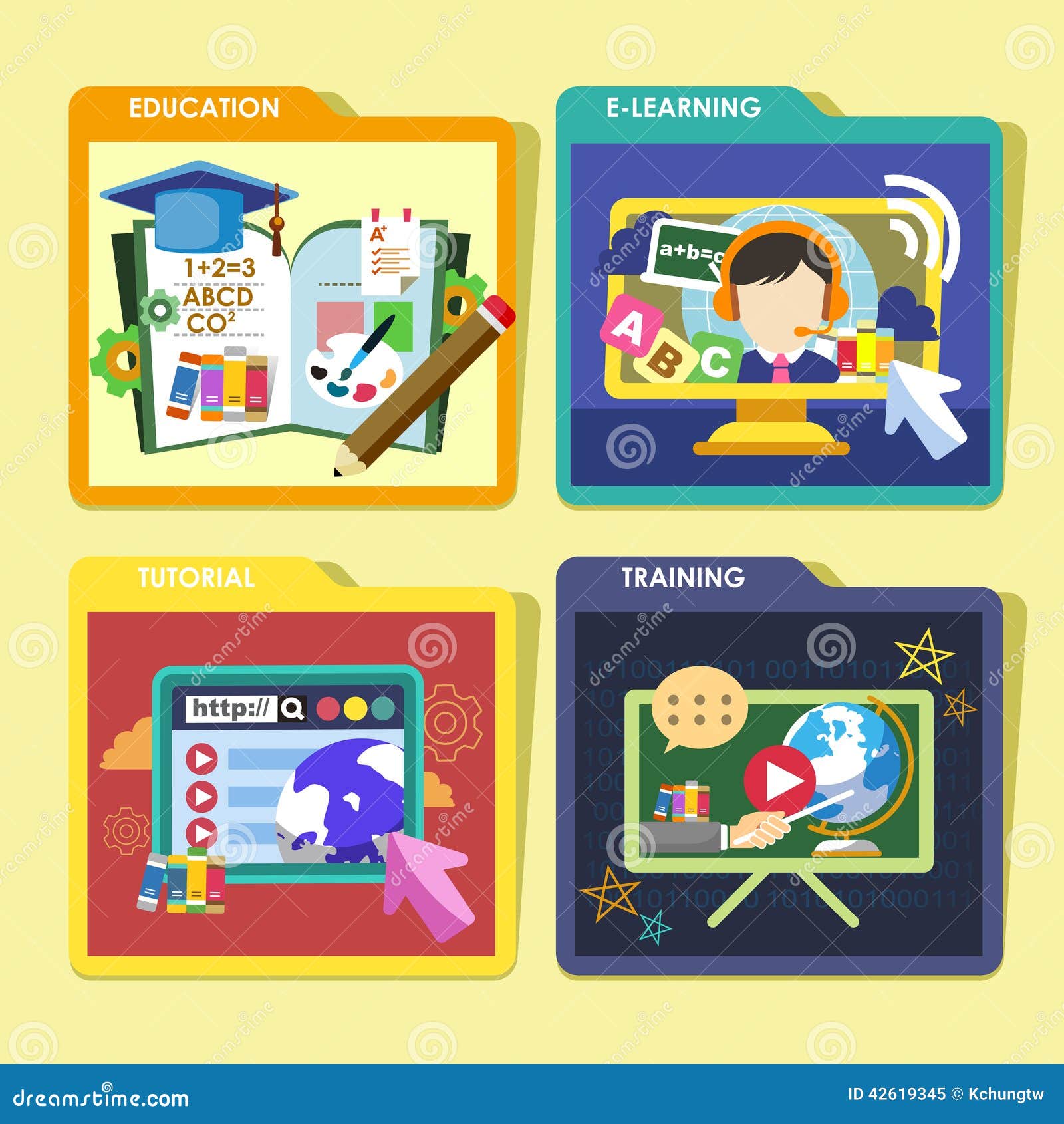 Education Concepts Icons Set in Flat Design Stock Vector - Illustration ...