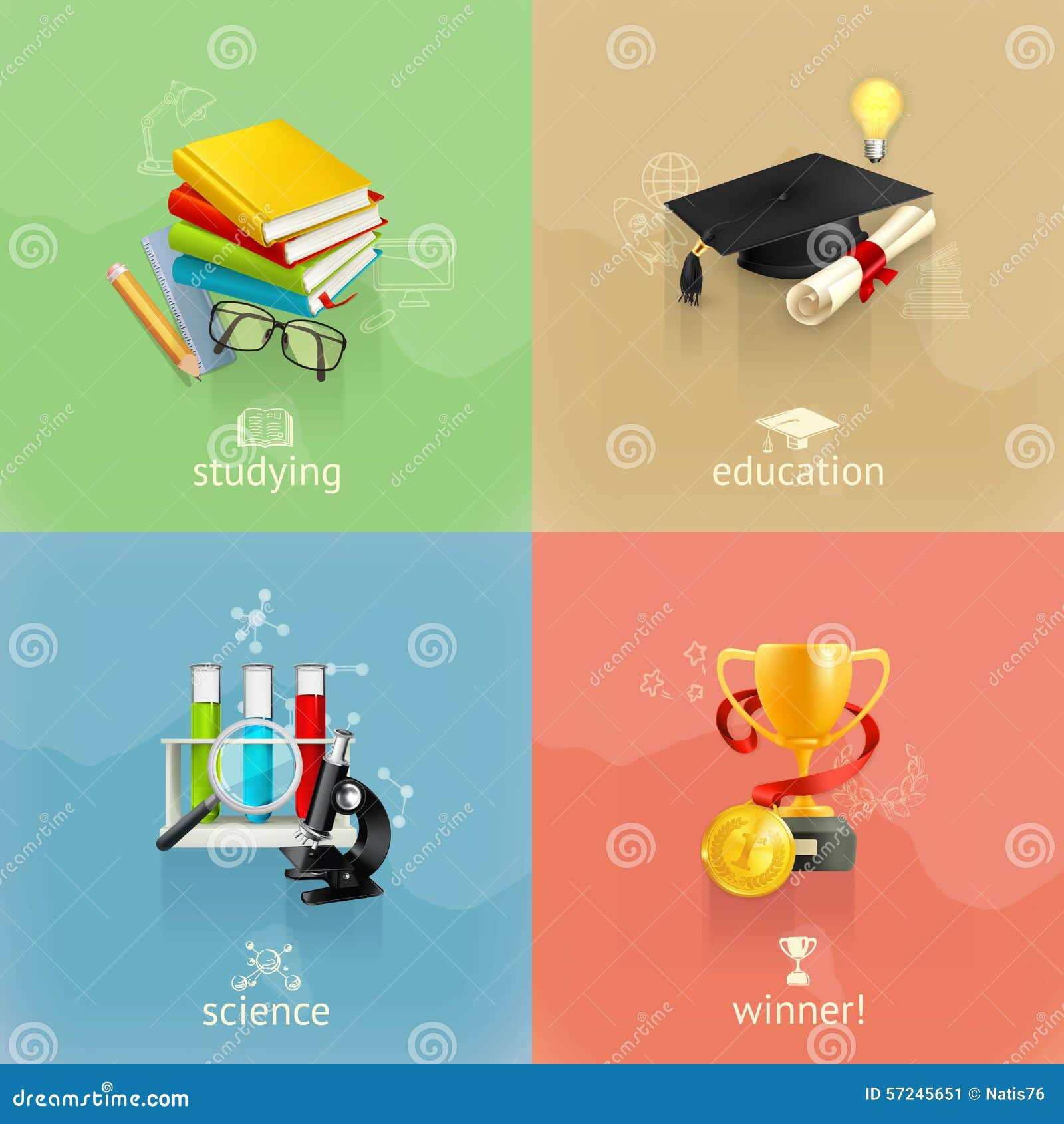 Education Concepts, Vector Set Stock Vector - Illustration of concepts ...