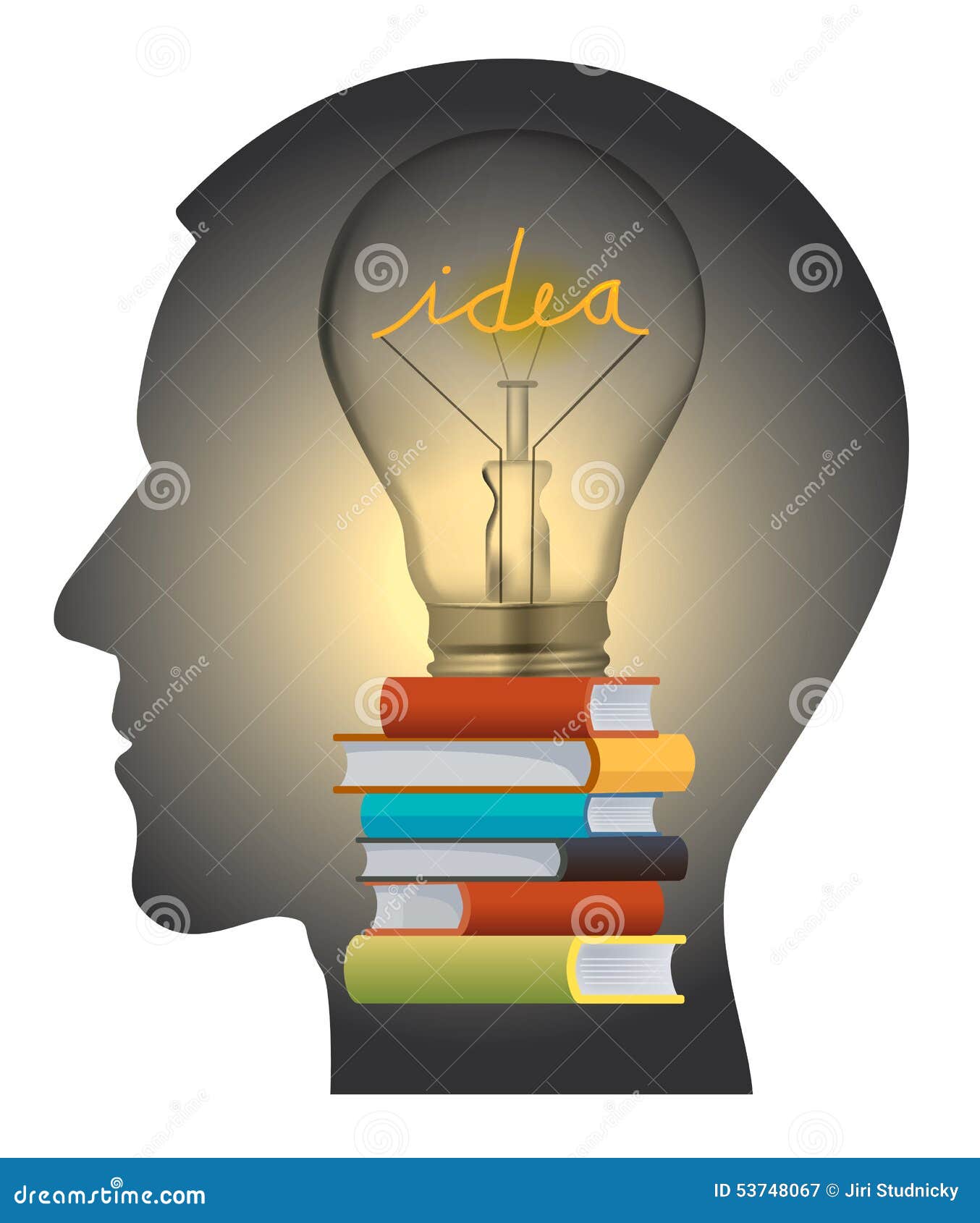 Education and Creativity Head Silhouette Stock Vector - Illustration of ...