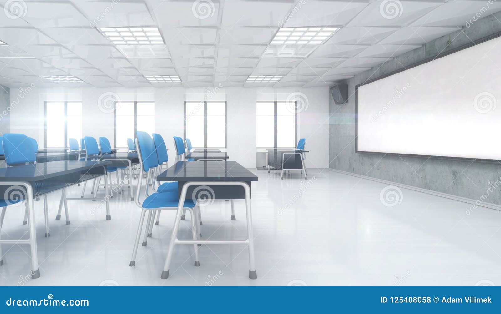 Bright Modern Classroom Interior Side View Stock Illustration ...