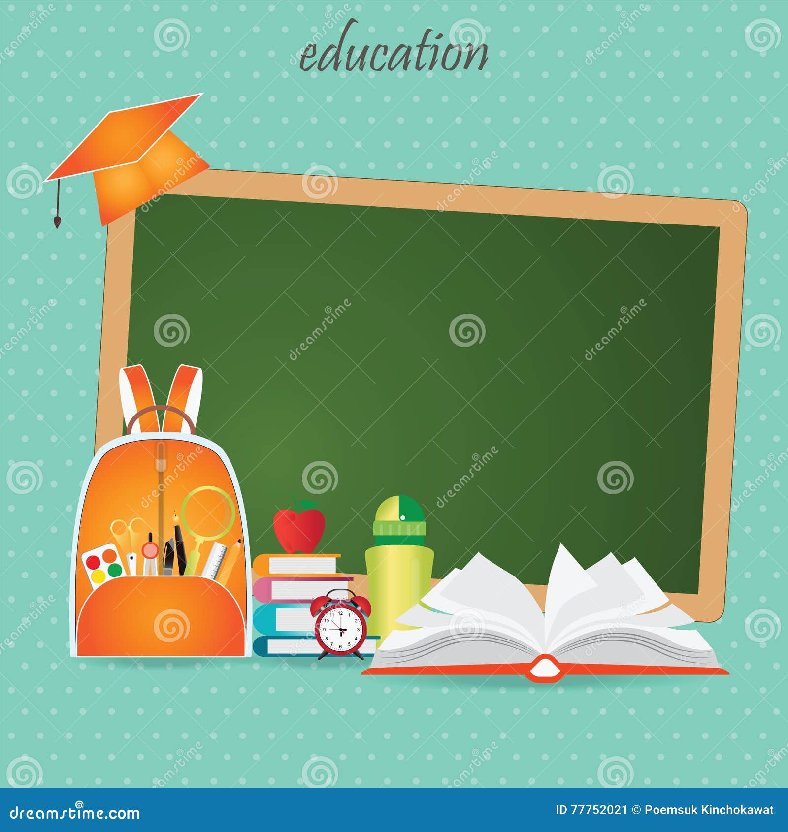 Education Design Background with School Bag. Stock Vector ...