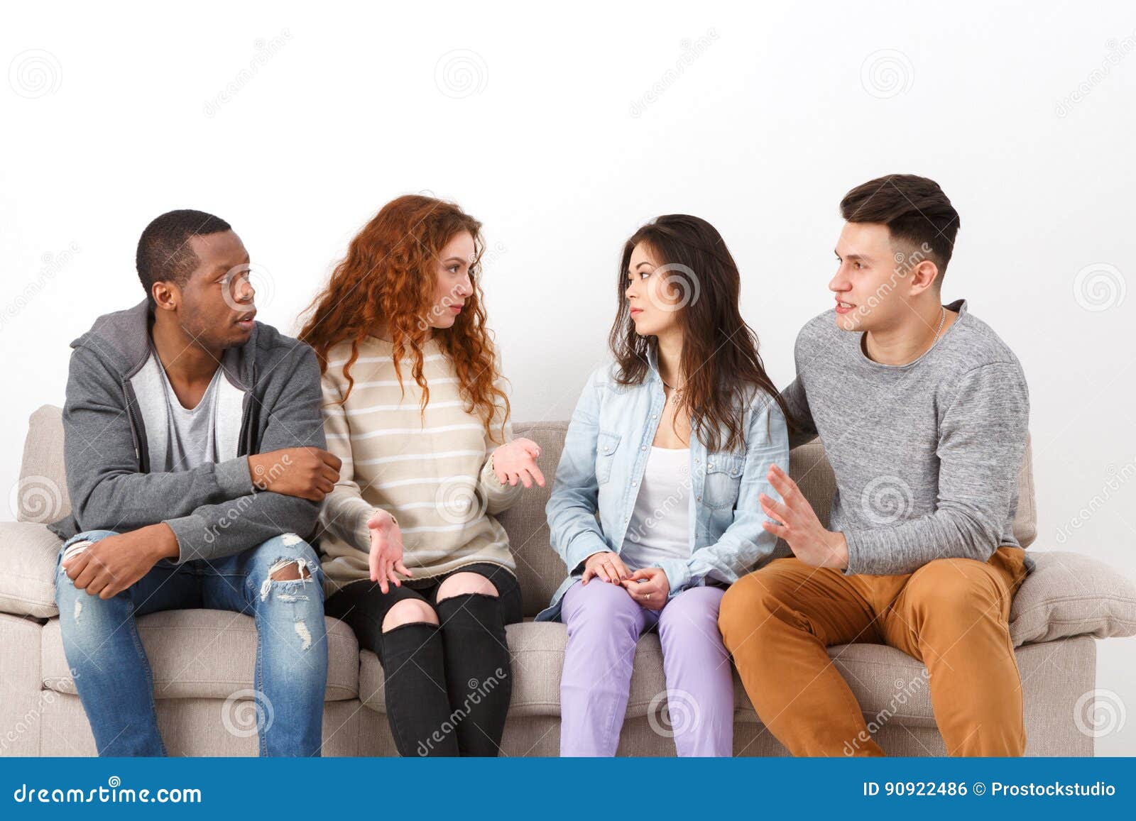 Education, Diverse Students Discuss Question Stock Photo - Image of ...