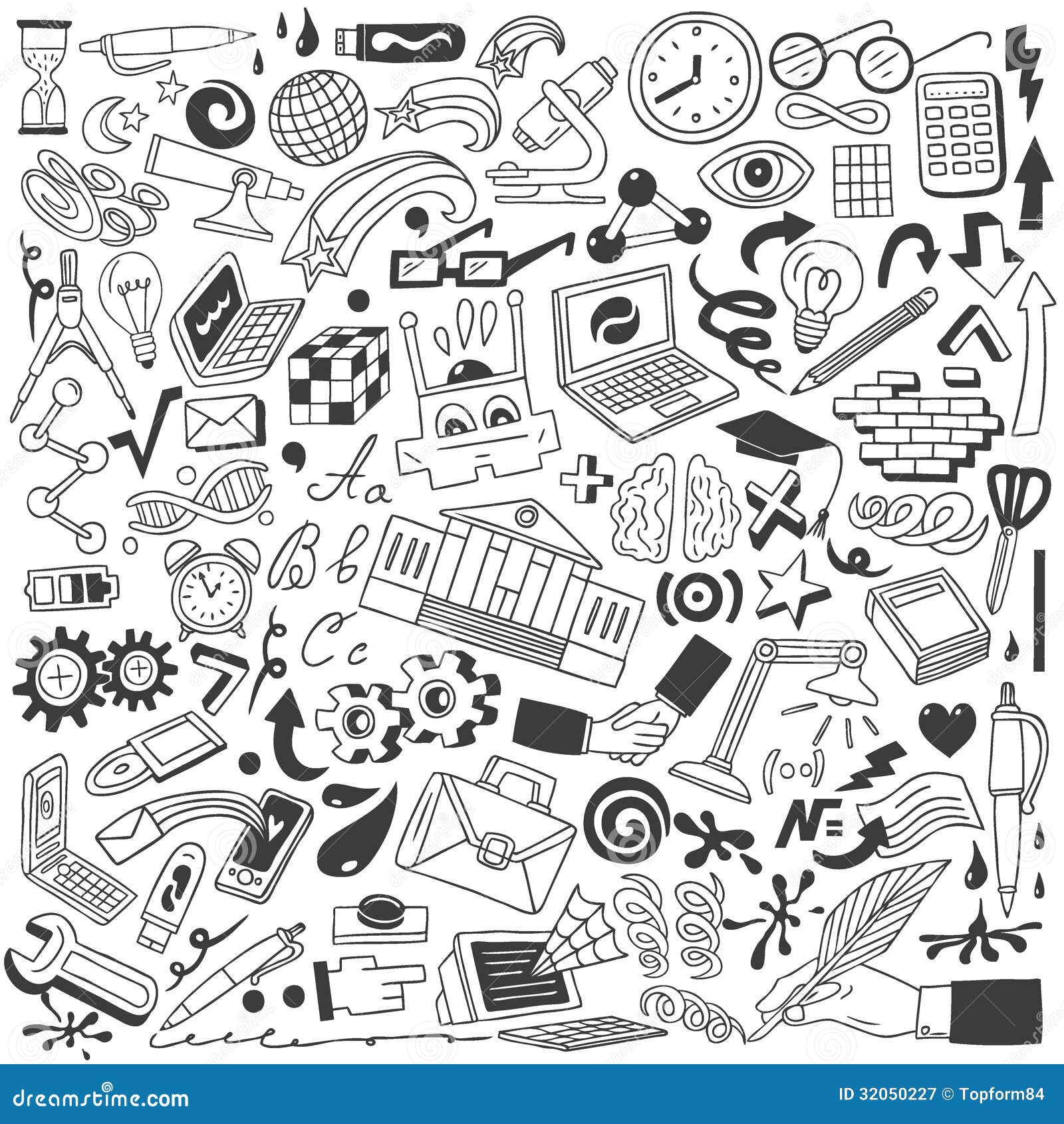 Education doodles stock vector. Illustration of symbol - 32050227
