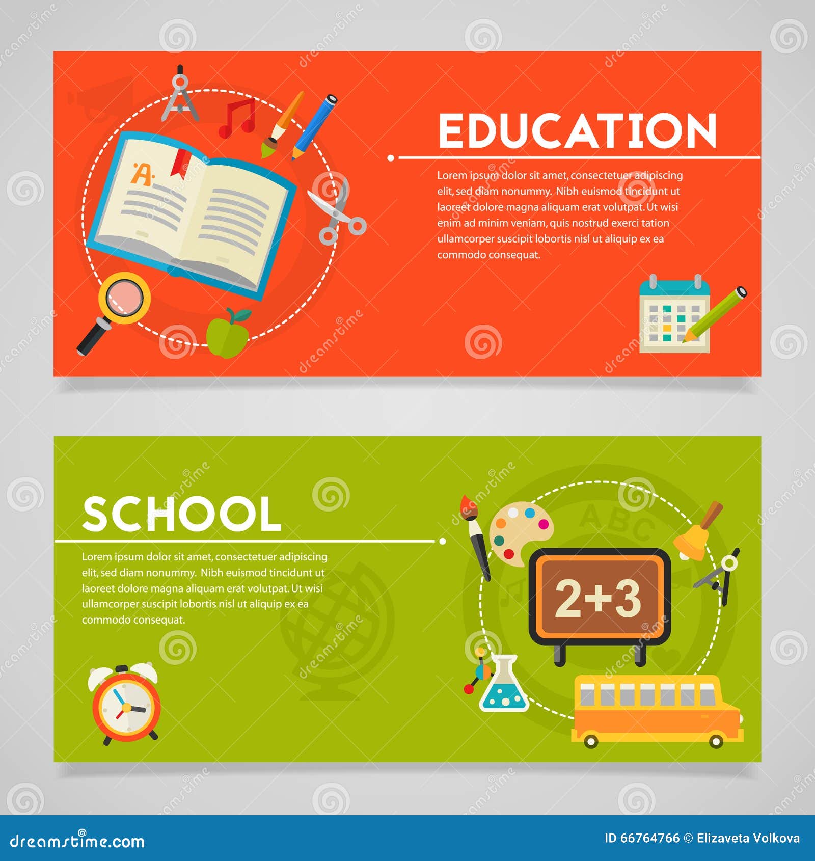 Education and E-learning Concept Banners Stock Vector - Illustration of ...