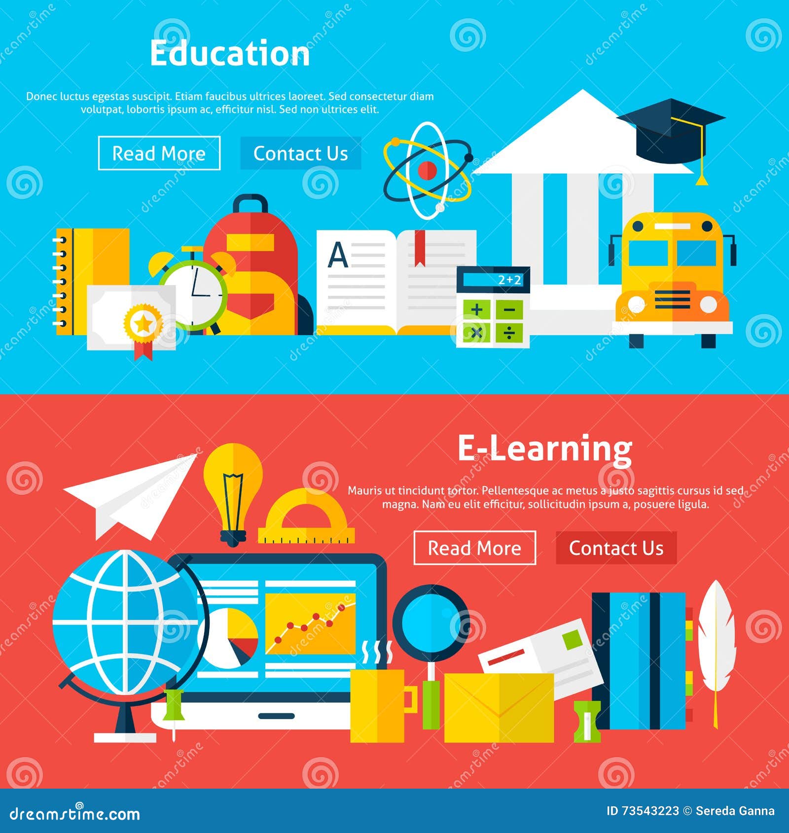 Education and E Learning Flat Website Banners Stock Vector ...
