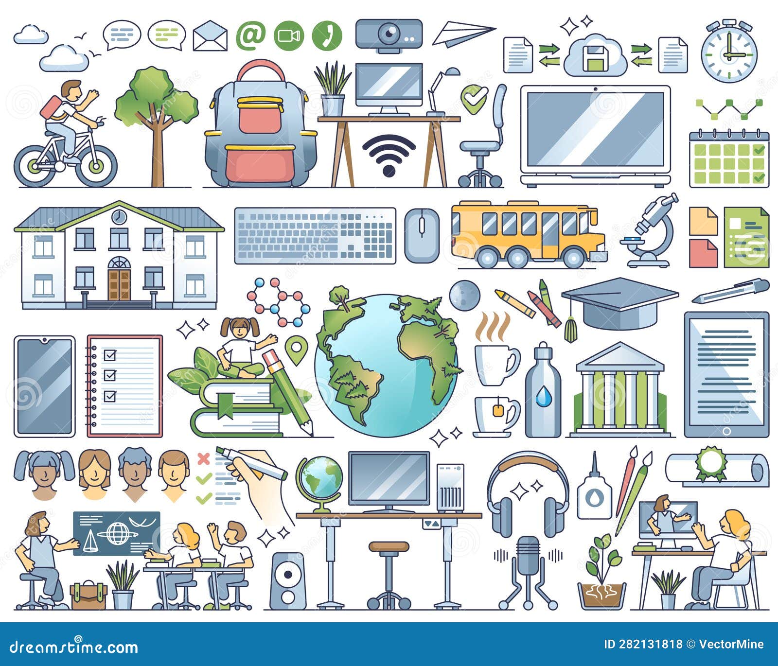 Teaching Elements Linear Icons Set. Curriculum, Pedagogy, Classroom ...