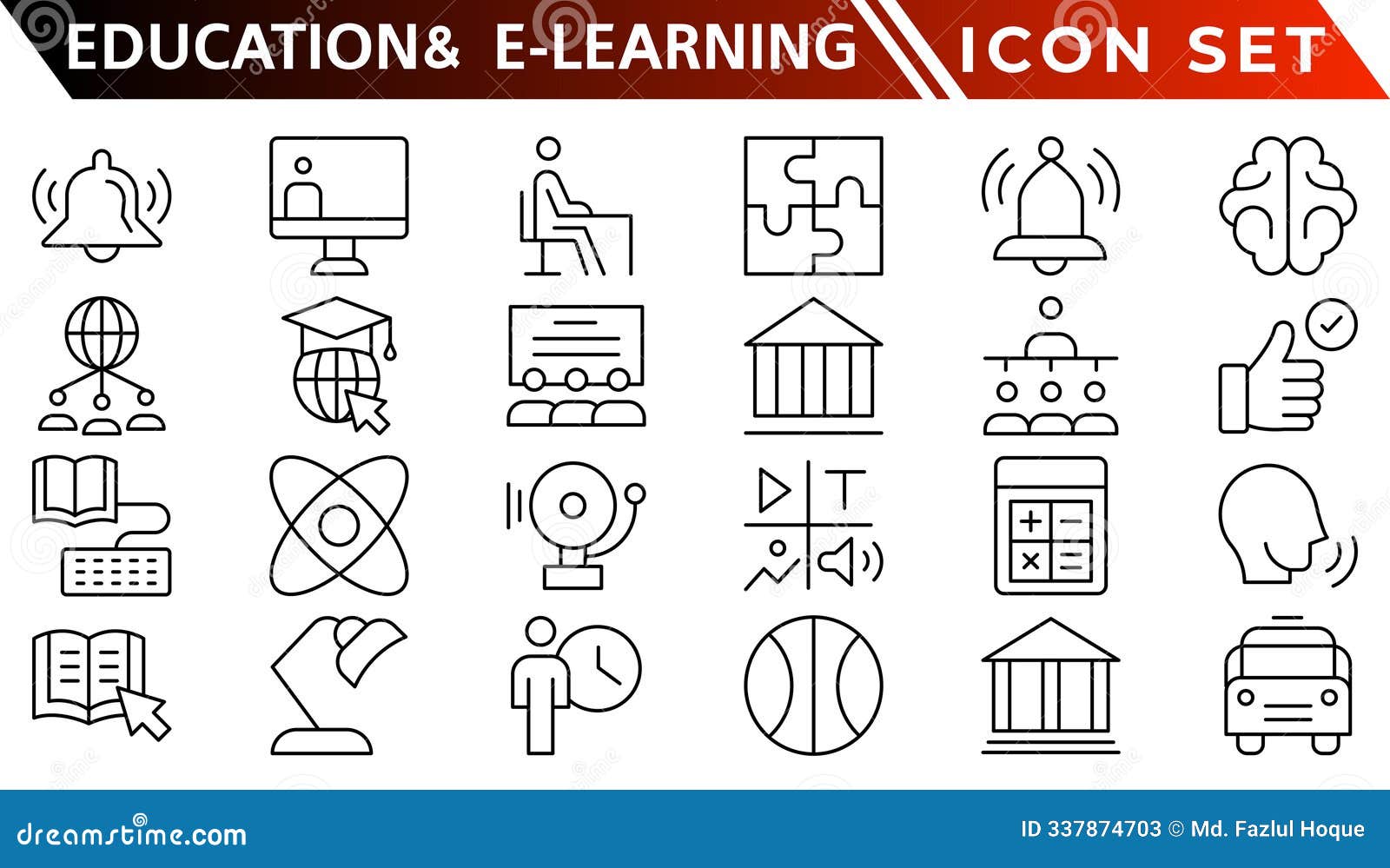 Education and E-Learning Web Icons in Line Style. School, University ...